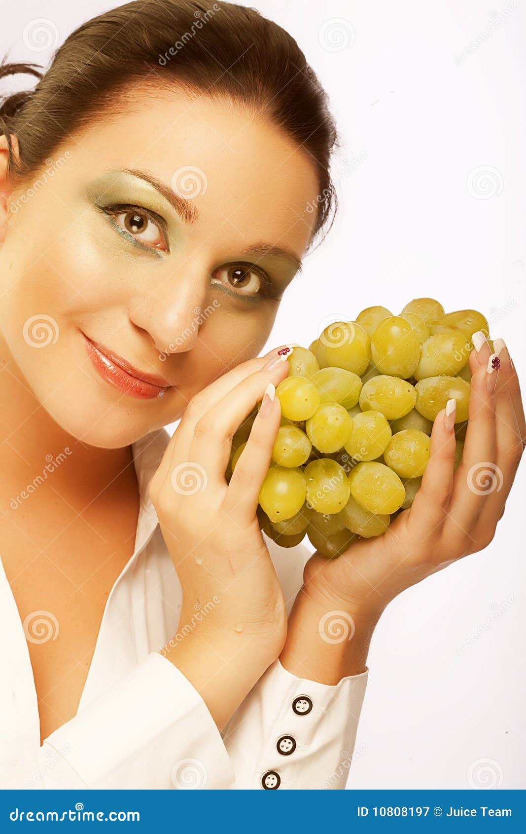 Young Attractive Woman with Bunch of Grapes Stock Image - Image of ...