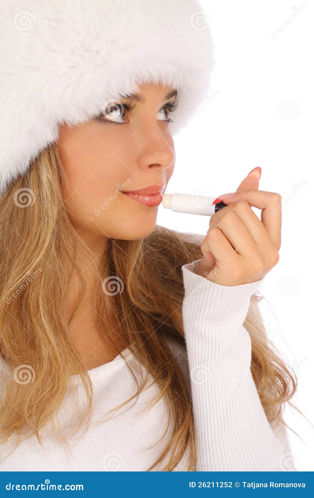 Young Attractive Woman with Chapstick Stock Photo - Image of portrait ...