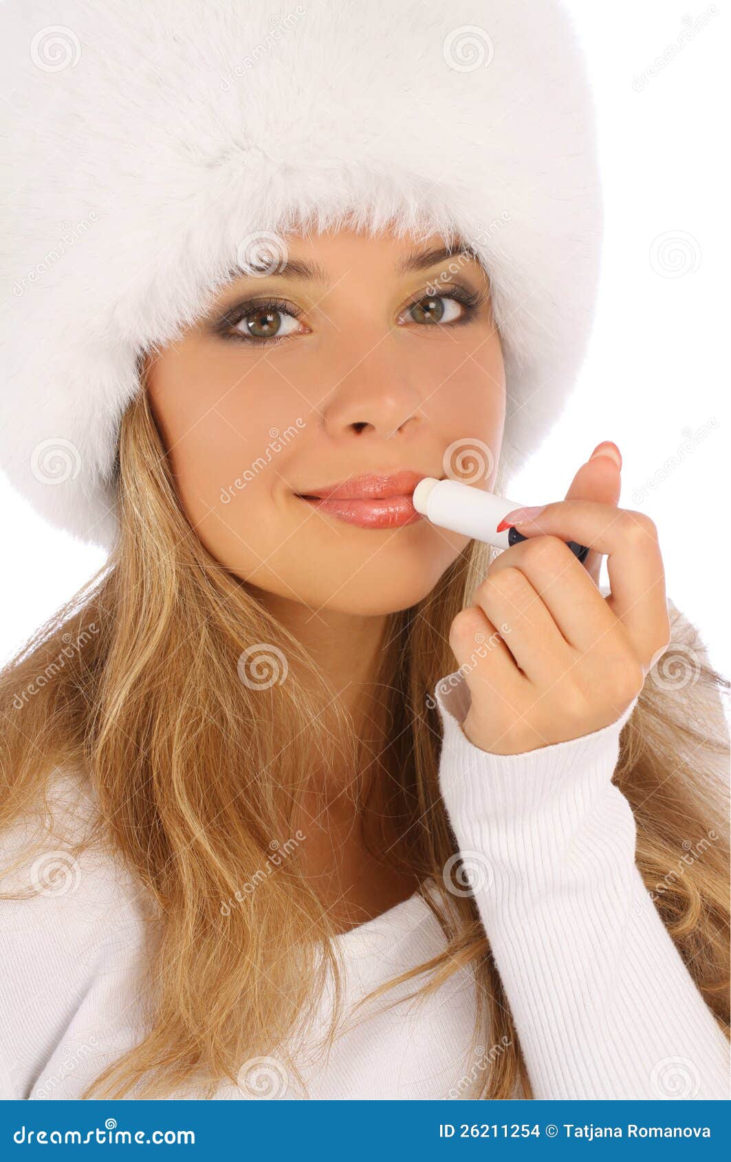 Young Attractive Woman with Chapstick Stock Photo - Image of girl, lips ...
