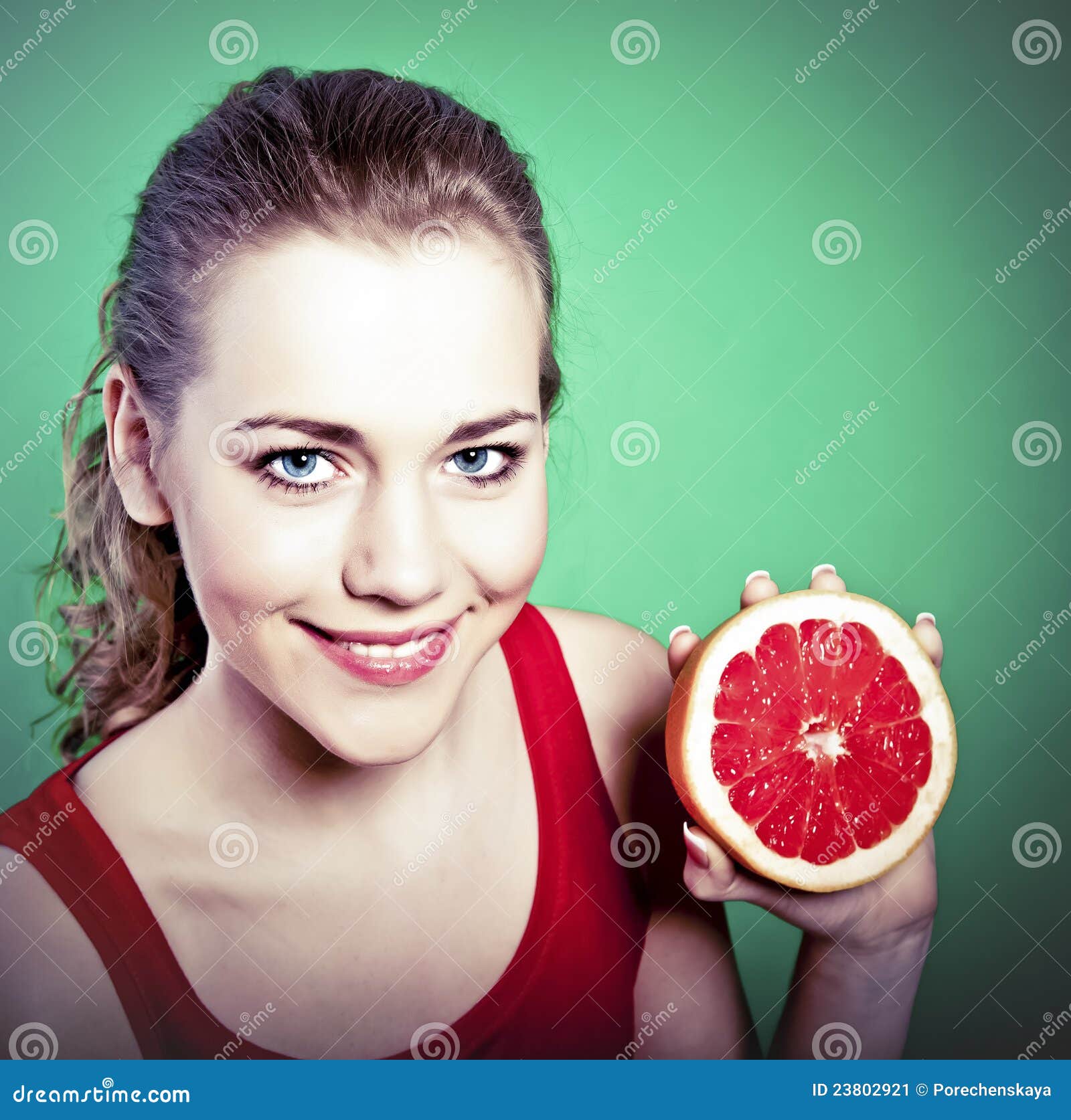 Young Attractive Woman with Grapefruit Stock Image - Image of caucasian ...