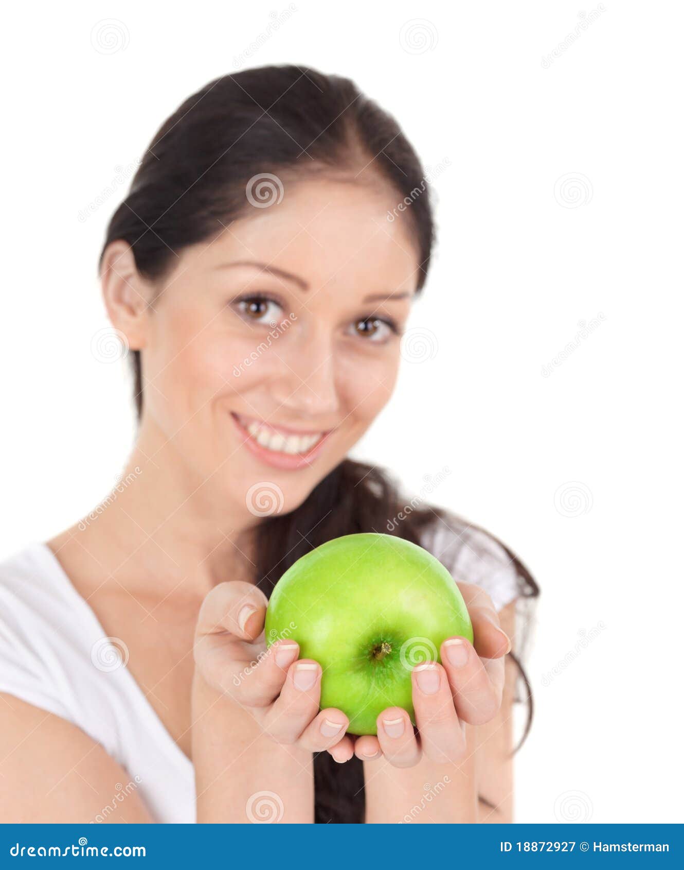 Young Attractive Woman with Green Apple Stock Image - Image of isolated ...