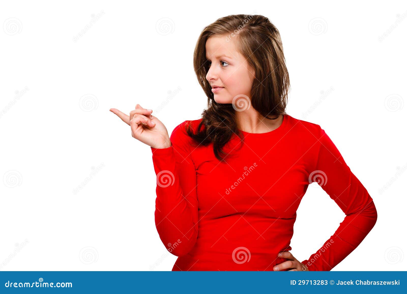 Woman Pointing Isolated on White Background Stock Image - Image of ...