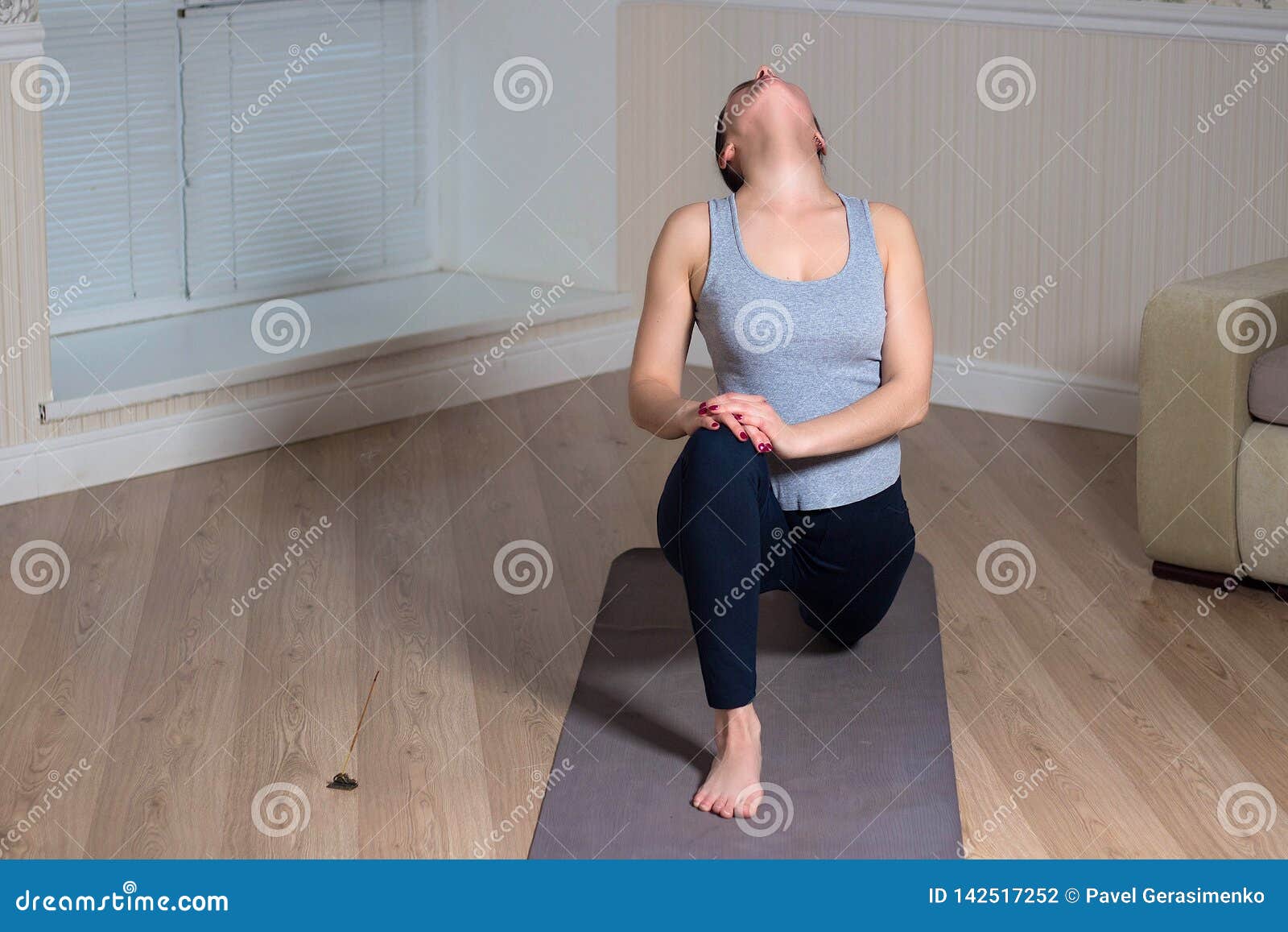 Young Attractive Woman Practicing Yoga Wearing Sportswear Meditation