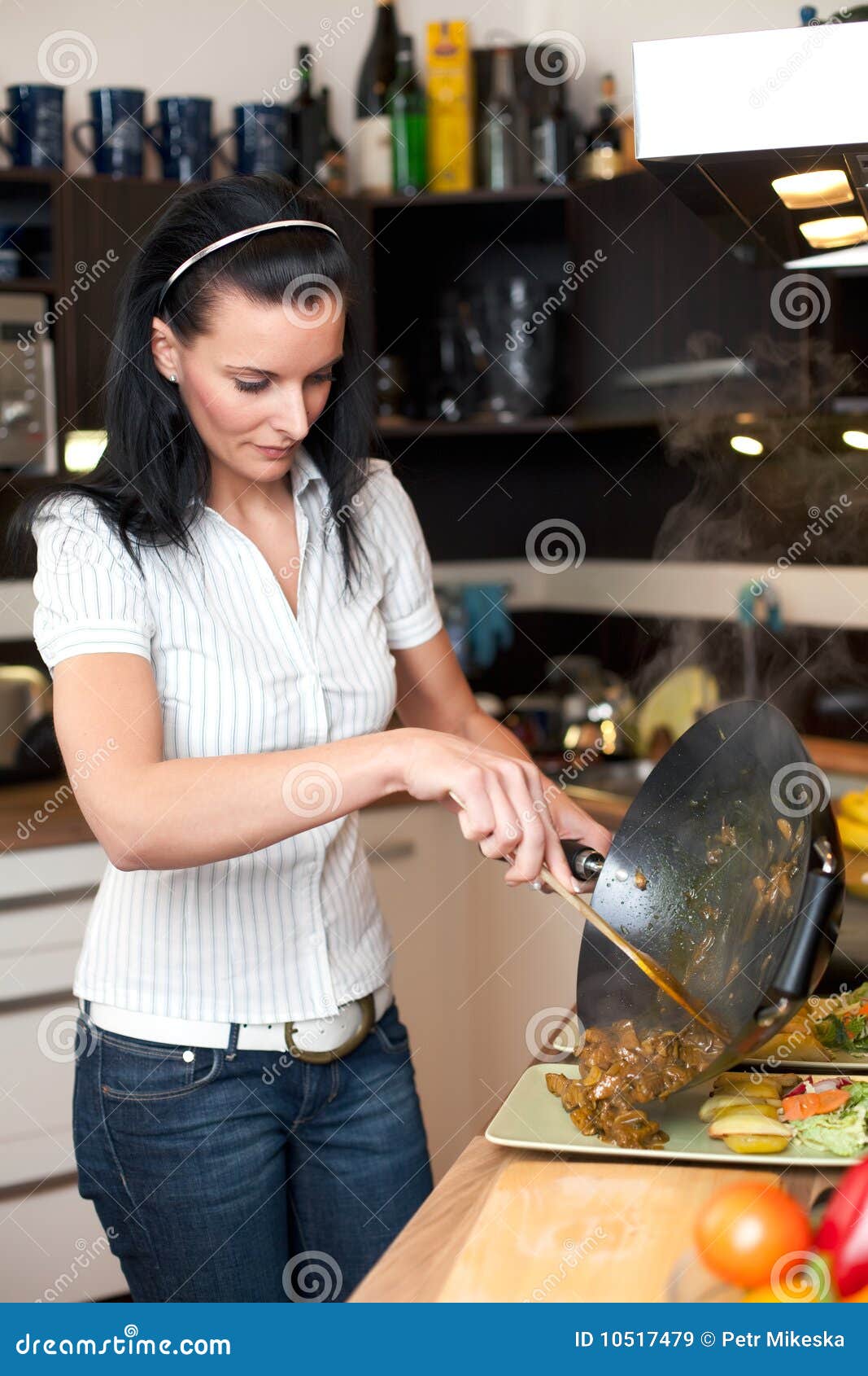 Young Attractive Woman Preparing Lunch Stock Image - Image of people ...