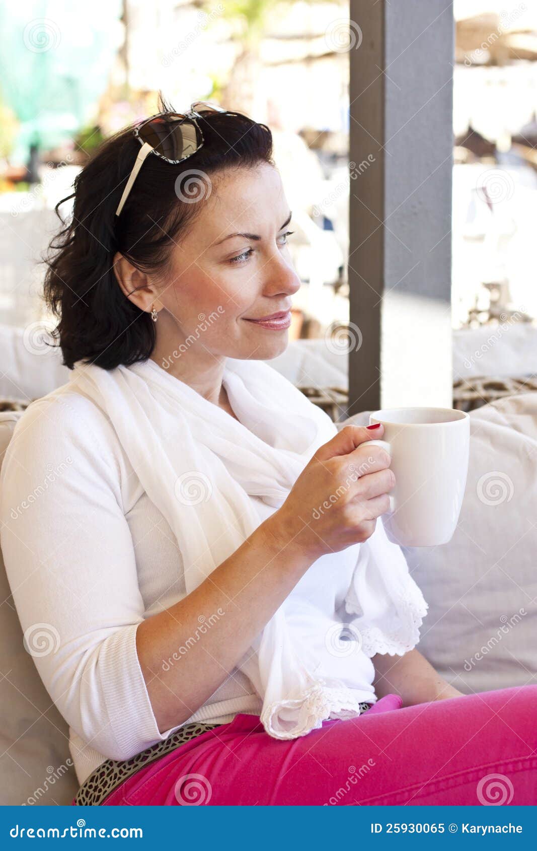 Young Attractive Woman, Sitting in a Cafe Stock Image - Image of ...