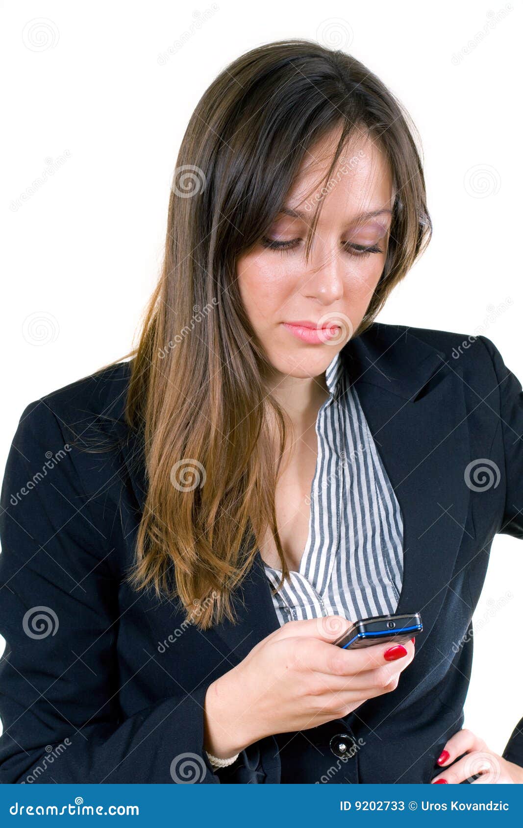 Young Attractive Woman, Typing Ona Cellphone Stock Image - Image of ...