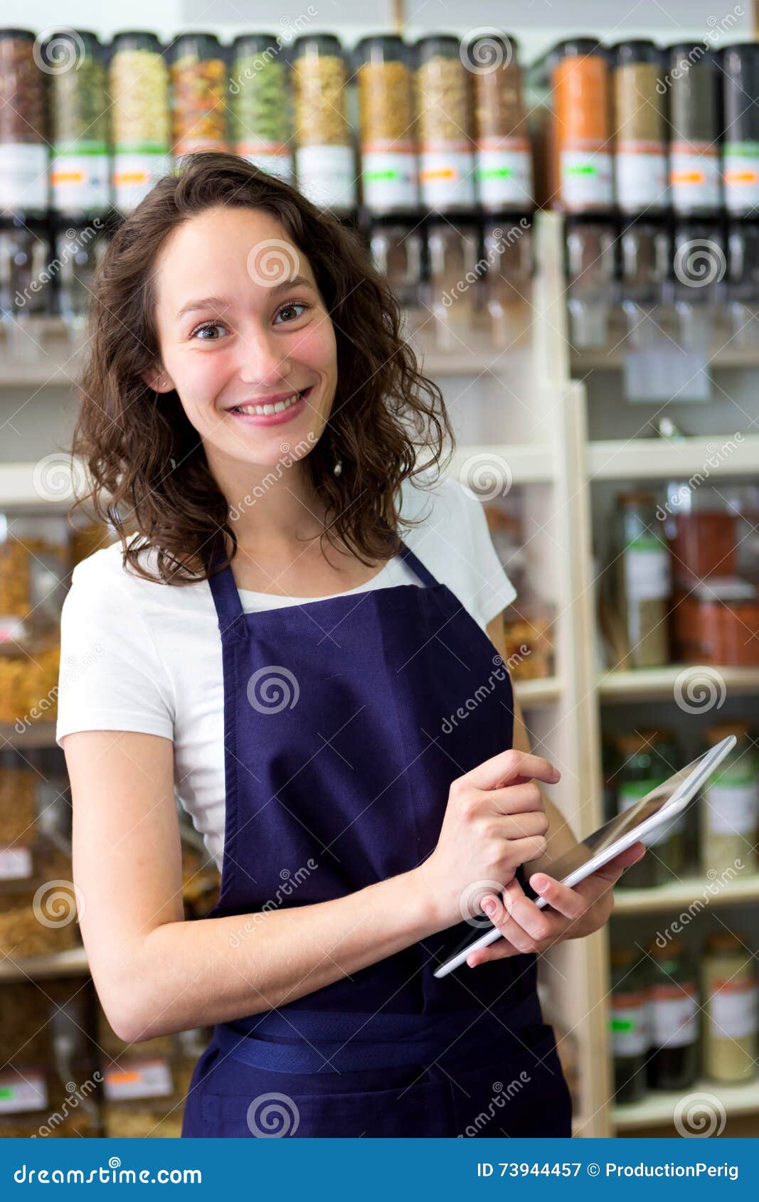 Young Attractive Woman Working at the Grocery Store Stock Image - Image ...