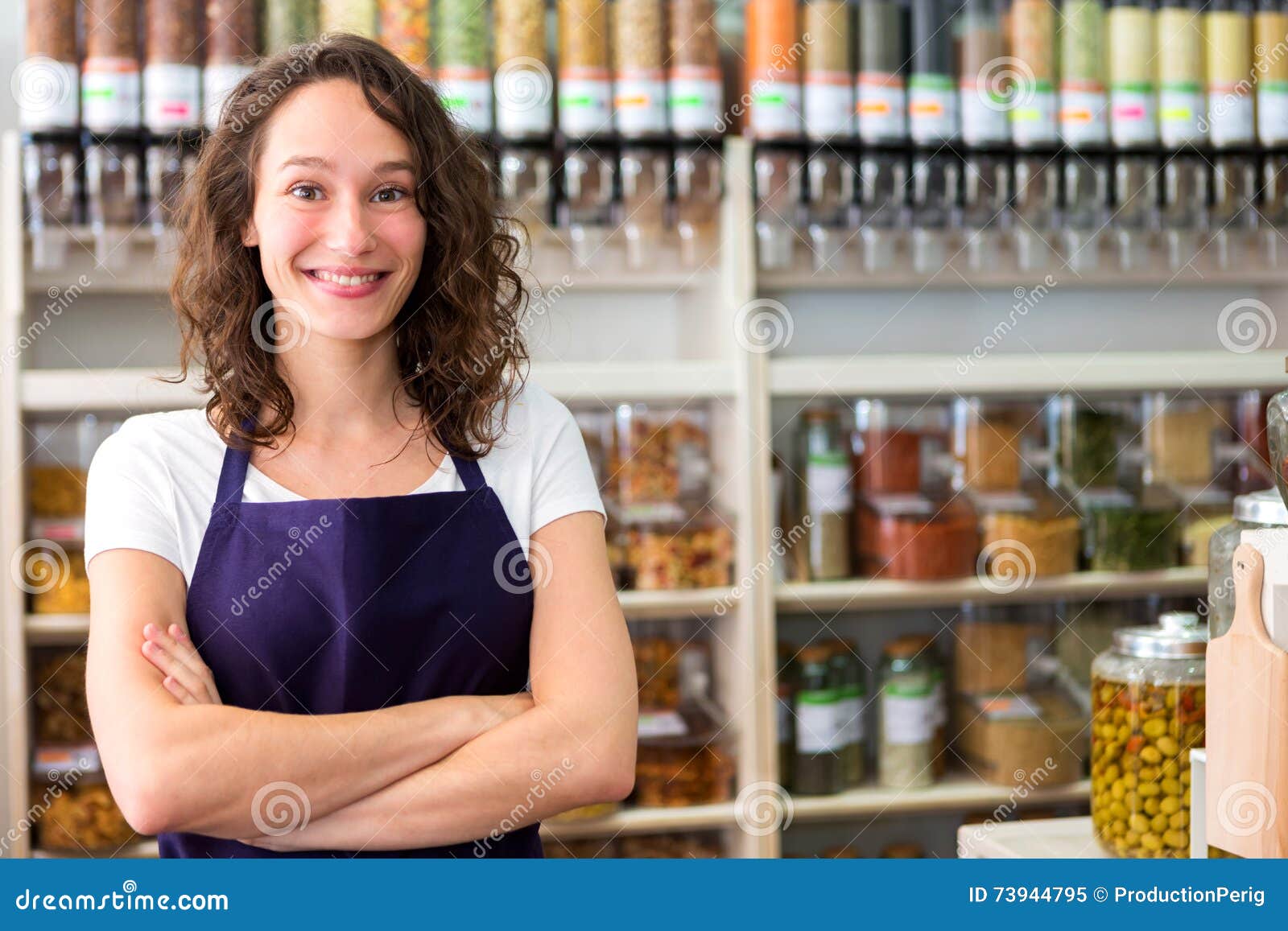 Young Attractive Woman Working at the Grocery Store Stock Image - Image ...