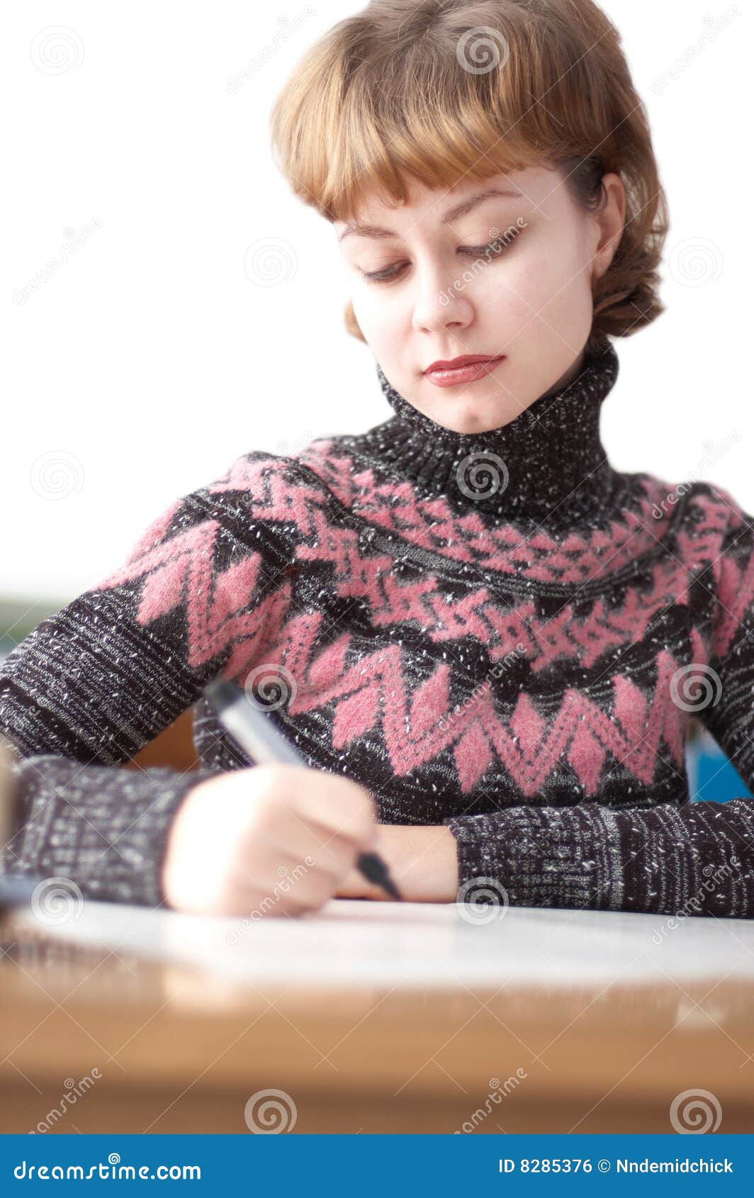 Young Attractive Woman Writing Stock Photo - Image of portrait ...