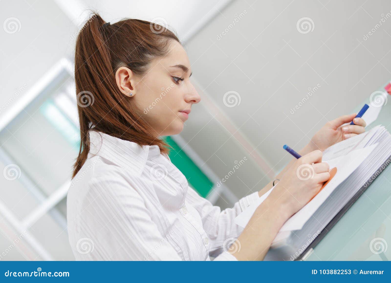 Young author writing story stock image. Image of thesis - 103882253
