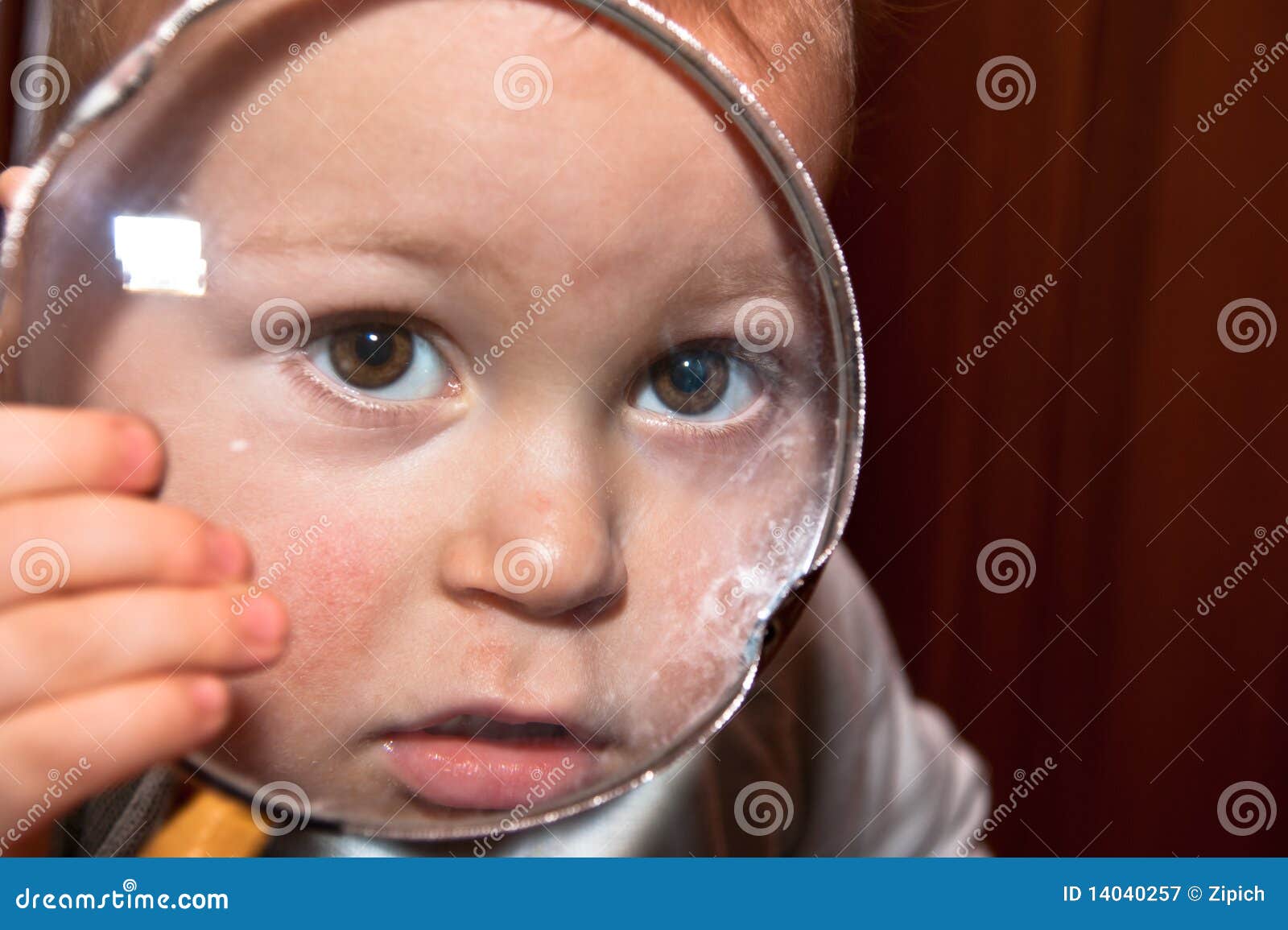 Young Baby Boy and Magnifying Glass Stock Image - Image of human ...