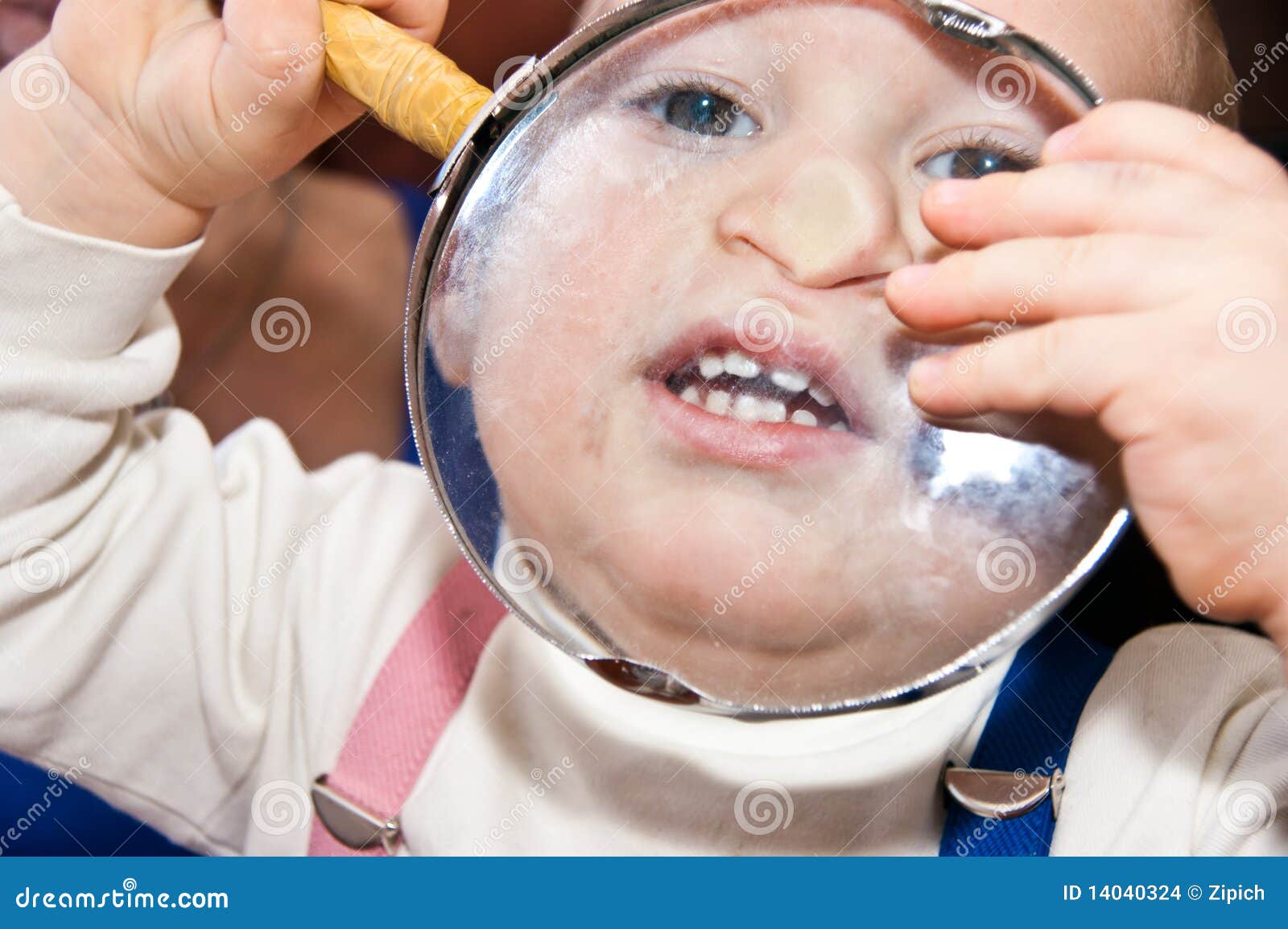 Young Baby Boy and Magnifying Glass Stock Photo - Image of view ...