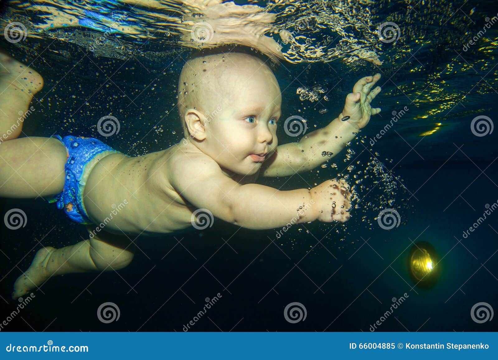 Young Baby Diving in the Swimming Pool Stock Image - Image of action ...