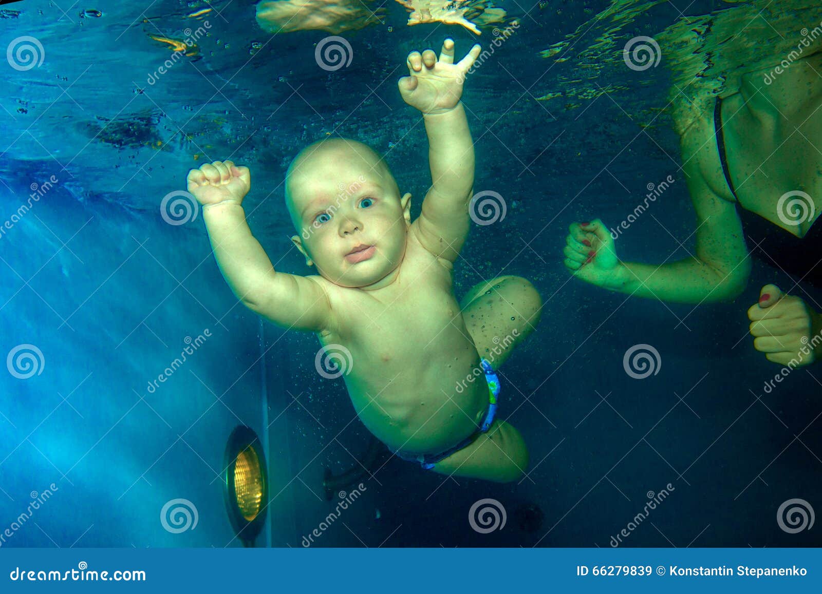 Young Baby Diving in the Swimming Pool. Stock Image - Image of baby ...