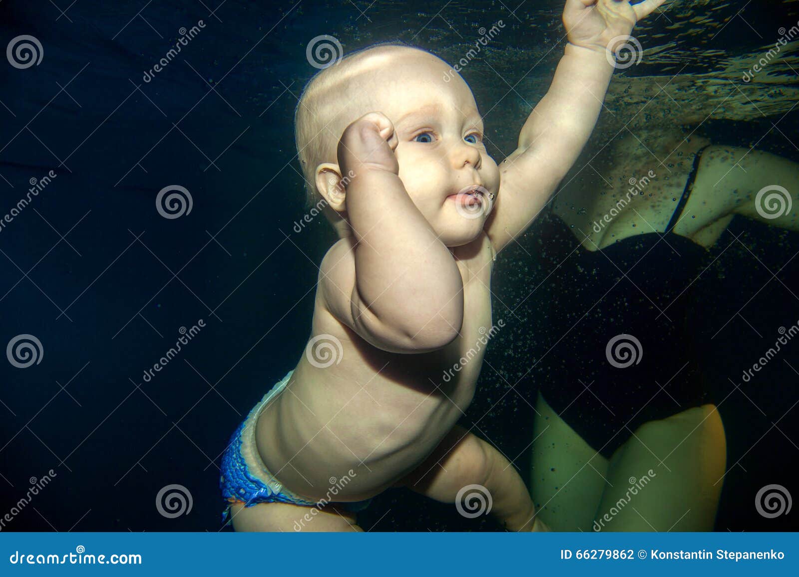 Young Baby Diving in the Swimming Pool. Stock Photo - Image of play ...