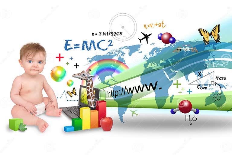 Young Baby Learning on Laptop Computer Stock Photo - Image of ...