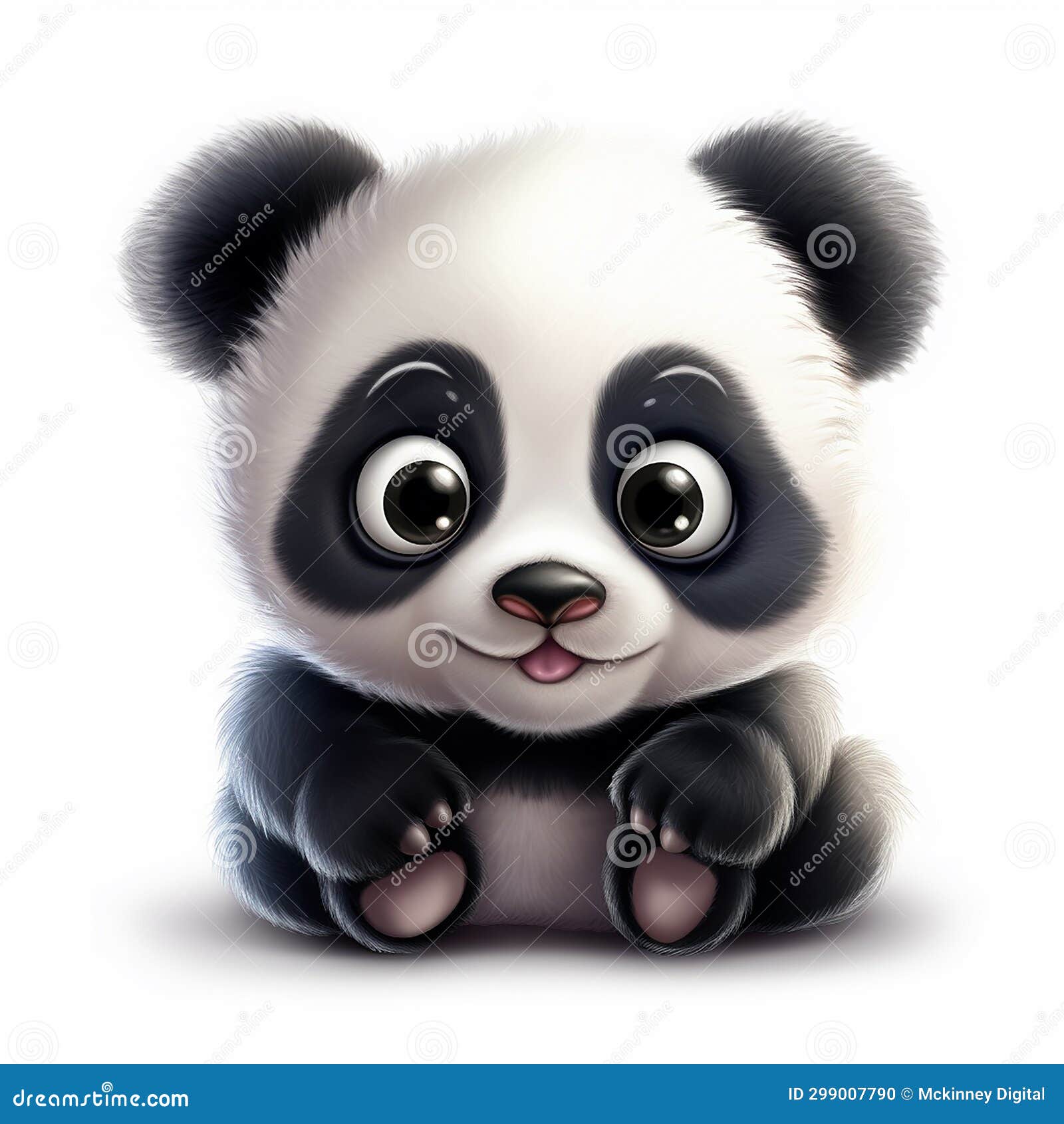 Young Baby Panda Bear on Solid White Background. Stock Illustration ...