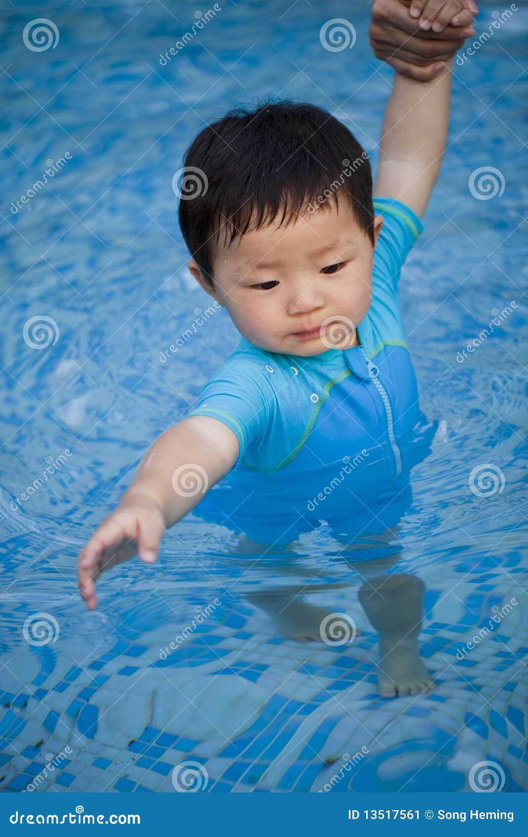 Young Baby in the Swimming Pool Stock Image - Image of joyful, sister ...