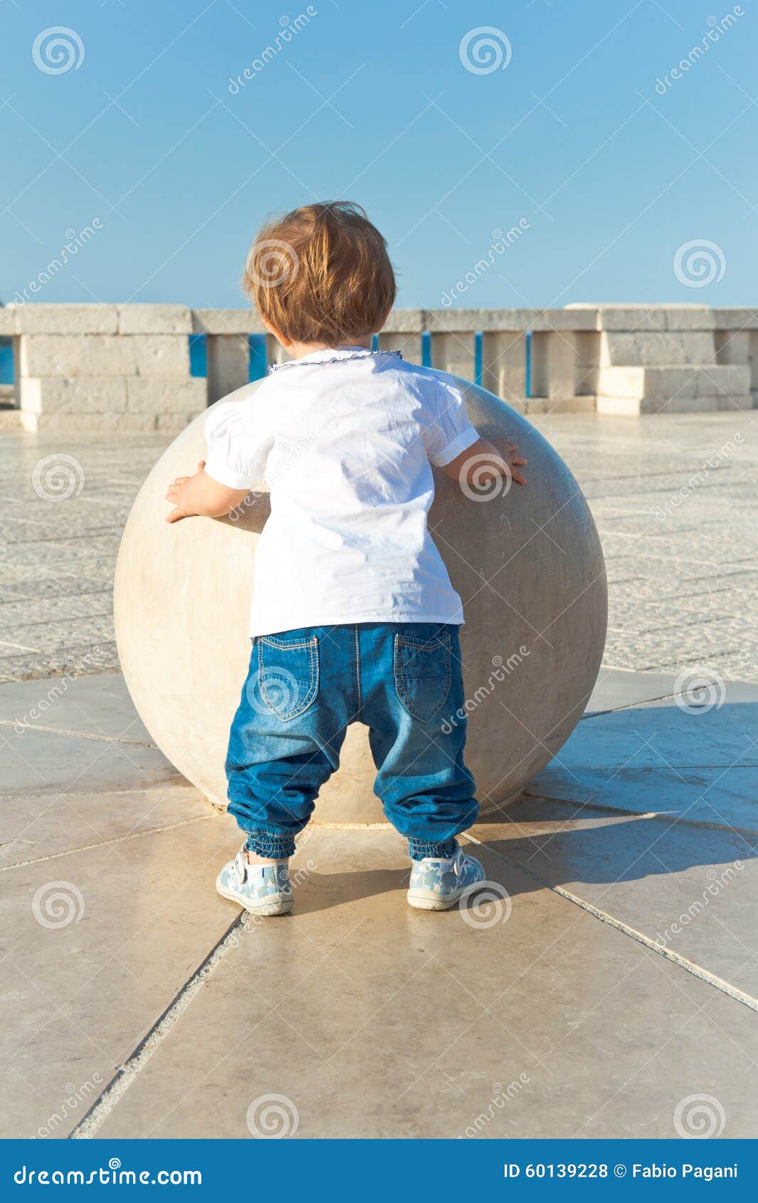 Young Baby Touch a Big Sphere, Concept of Growth Stock Photo - Image of ...