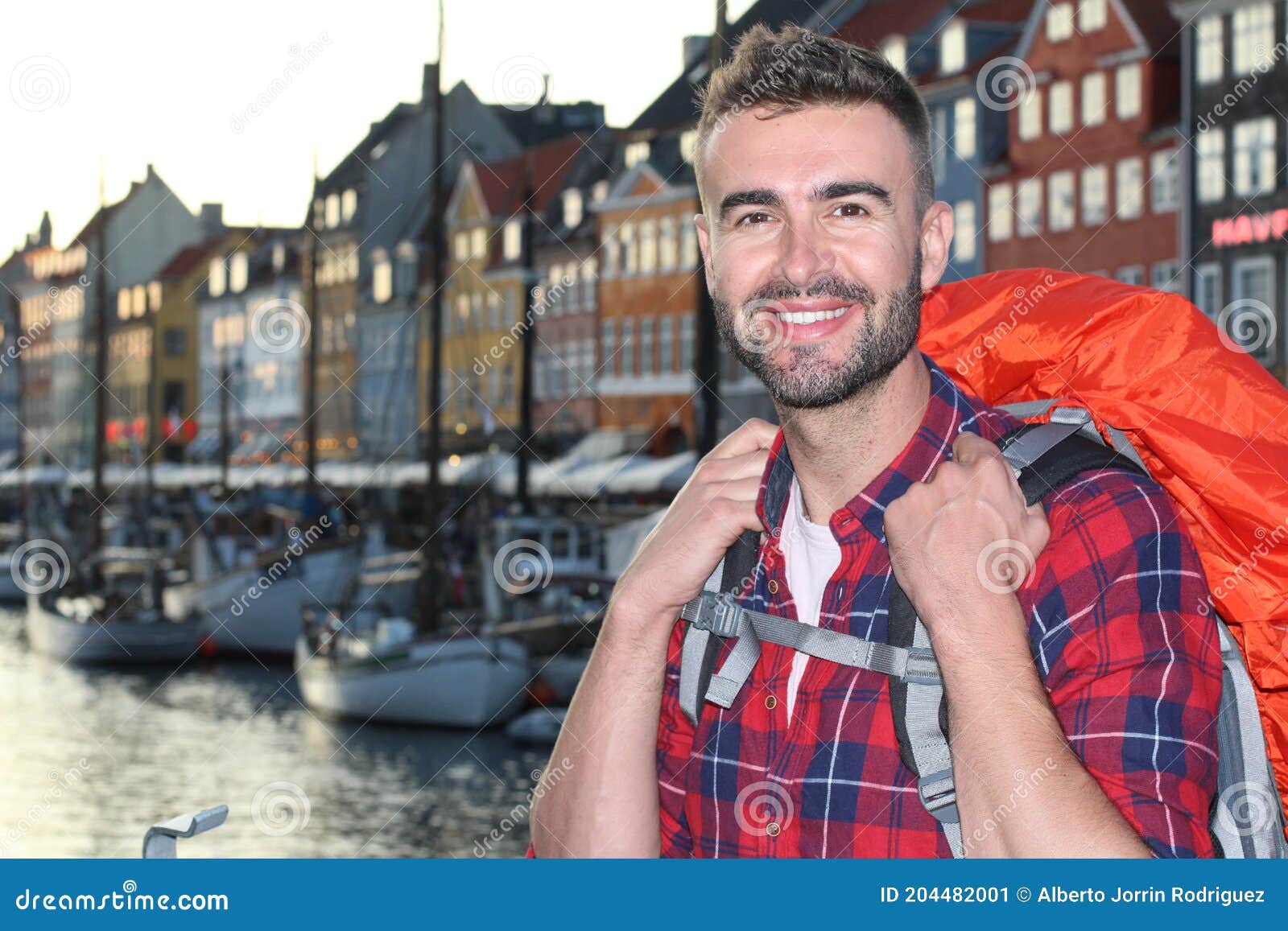 Young Backpacker Walking Around Denmark Stock Image - Image of ...