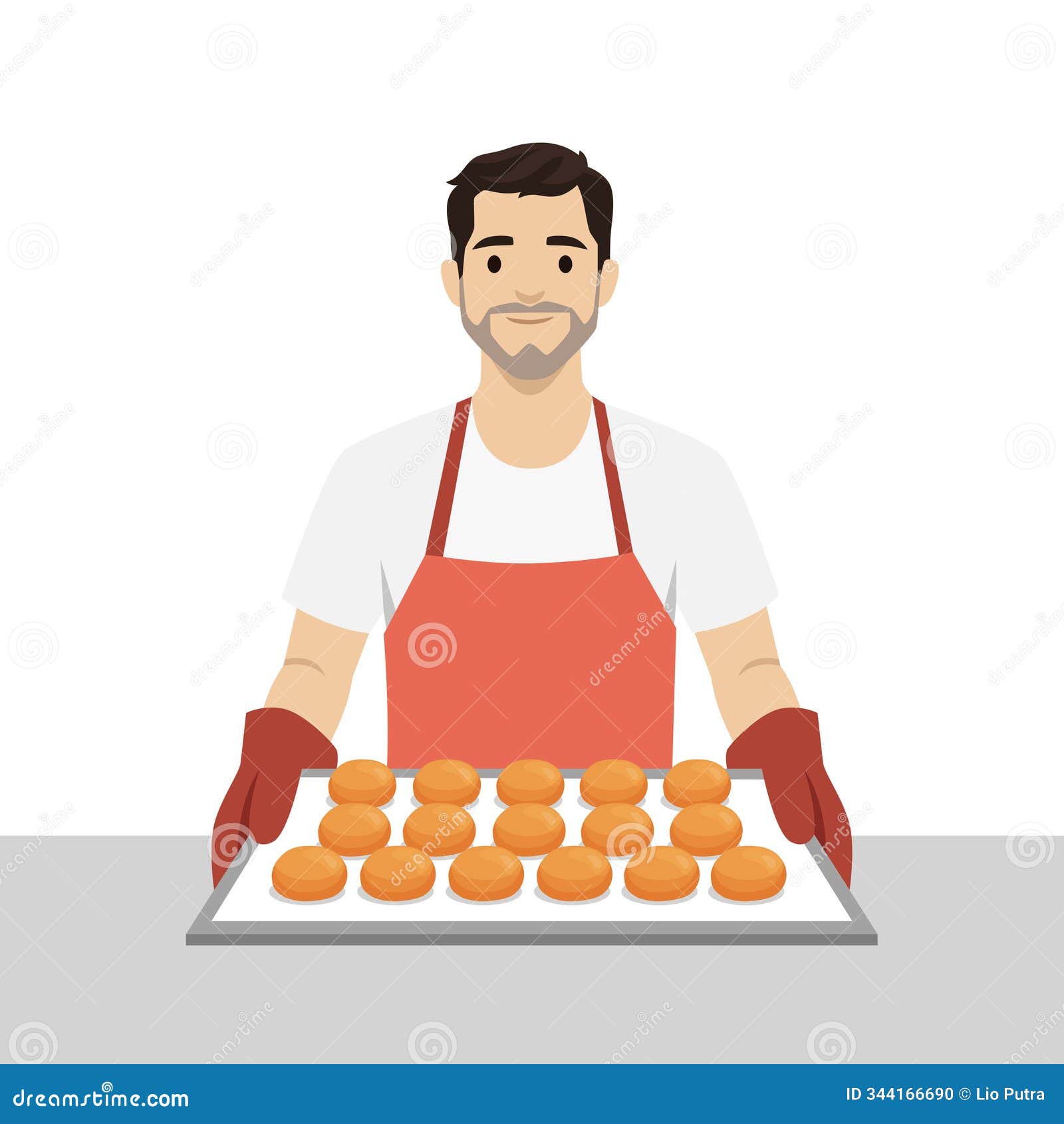 Young Baker in Professional Uniform and Chef Hat Holding Baking Tray ...
