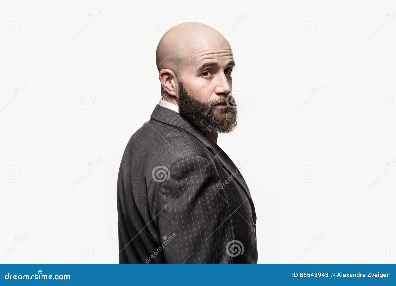 Young Bald Man with a Beard Stock Image - Image of mustache ...