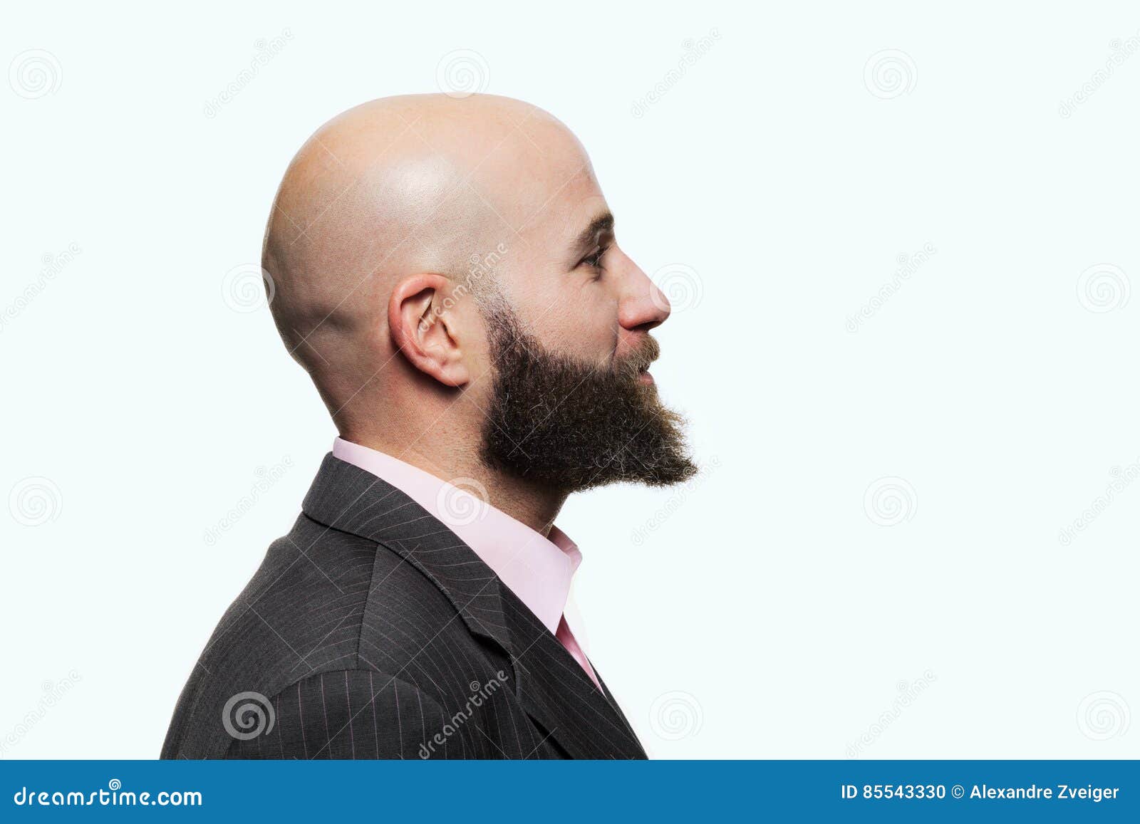 Young Bald Man with a Beard Stock Photo - Image of white, portrait ...