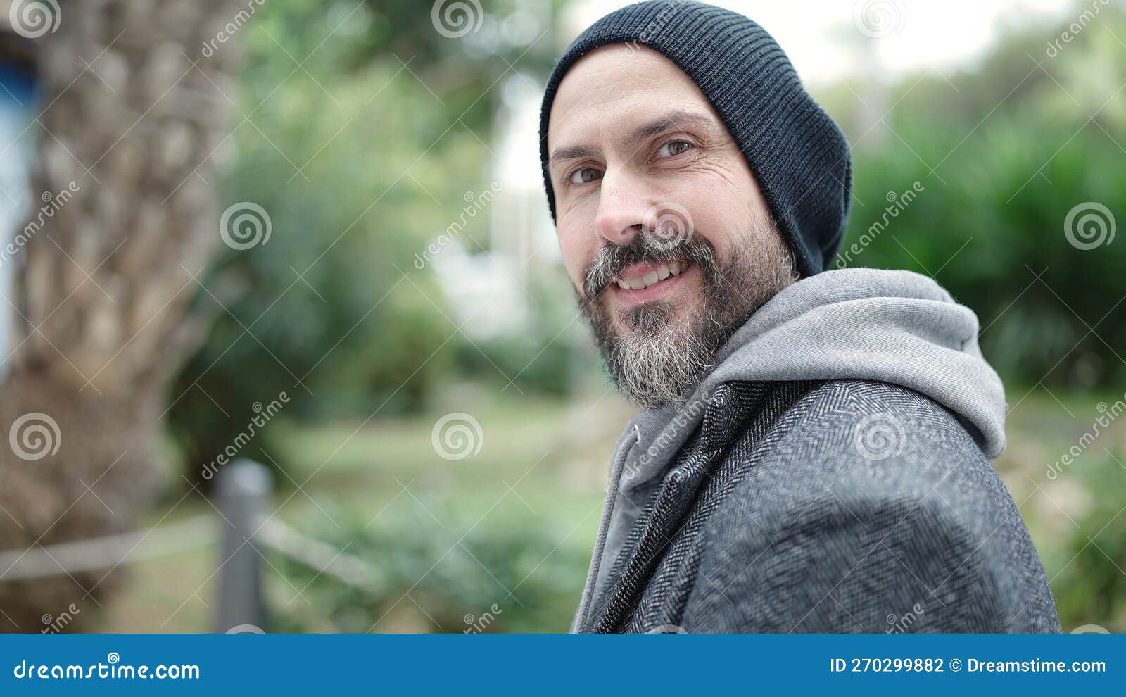 Young Bald Man Smiling Confident Standing at Park Stock Photo - Image ...