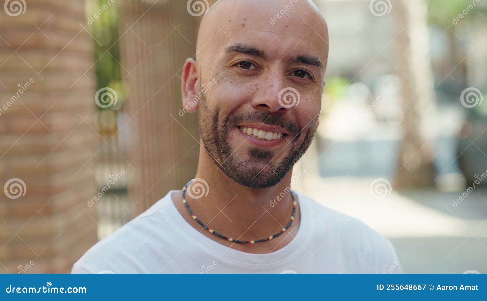 Young Bald Man Smiling Confident Standing at Street Stock Video - Video ...