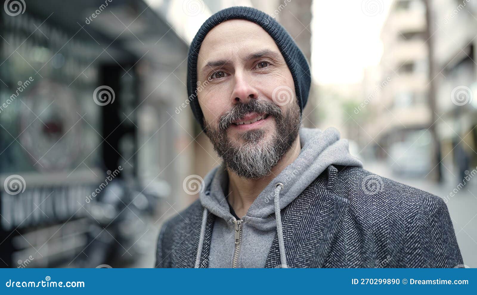 Young Bald Man Smiling Confident Standing at Street Stock Photo - Image ...