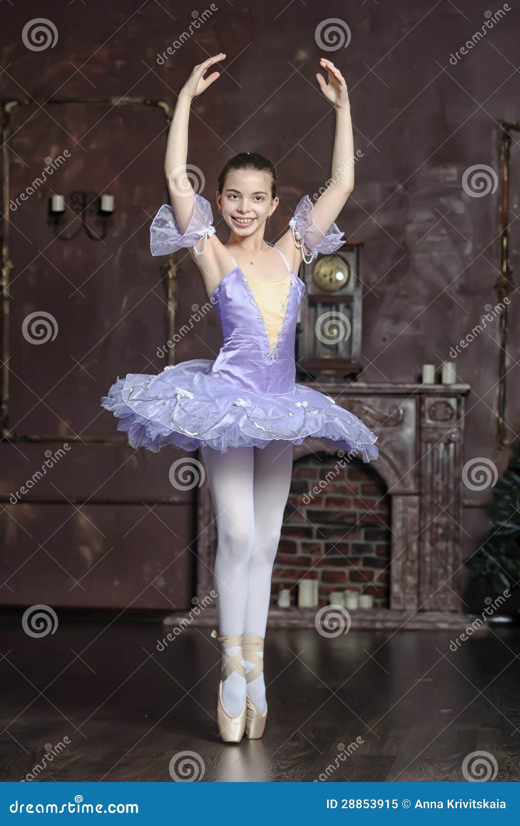 Young ballerina in a lilac stock image. Image of ballet - 28853915