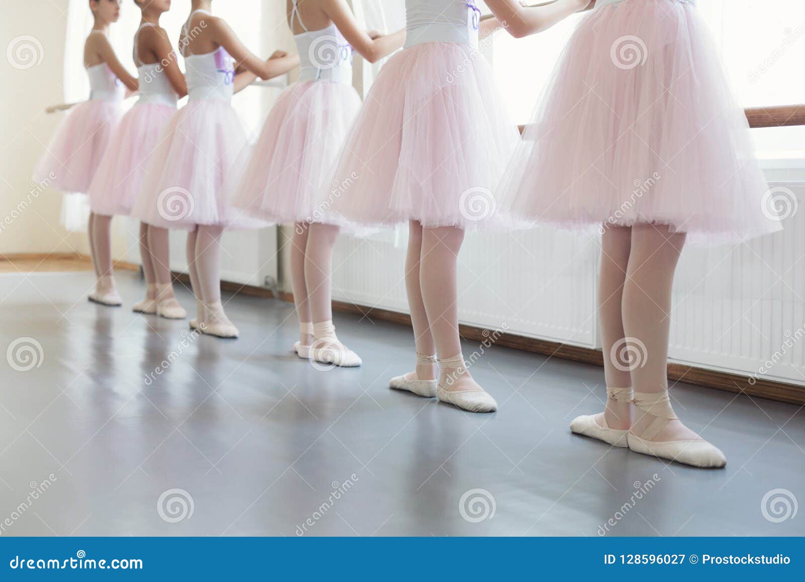 Ballet Dancers Standing Near Ballet Barre in Basic Position Stock Image ...