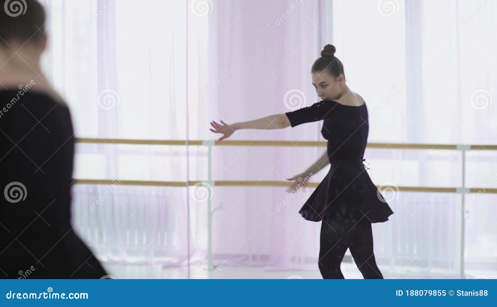 Young Ballet Dancer Dancing on the Background of a Large Window. Stock ...