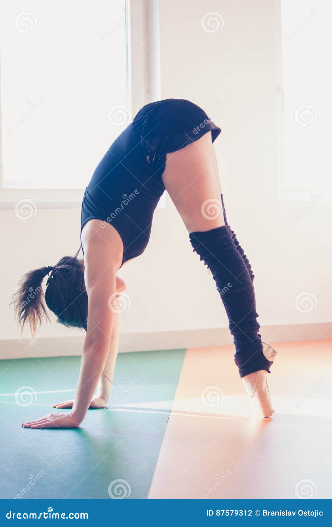 Young Ballet Dancer Woman Doing Stretching Stock Photo - Image of ...