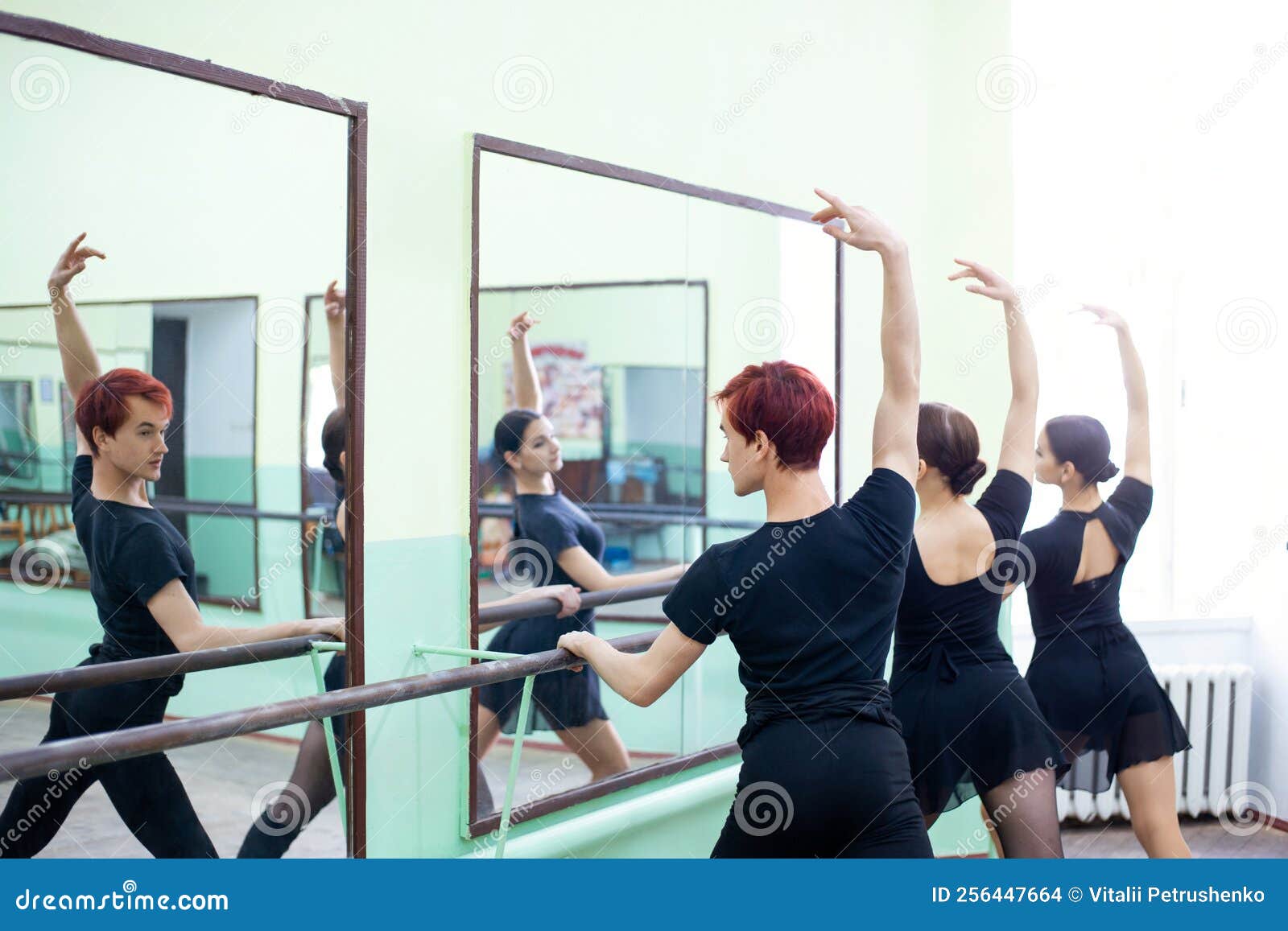 Group of Three Professional Dancers Preparing a New Performance in the ...