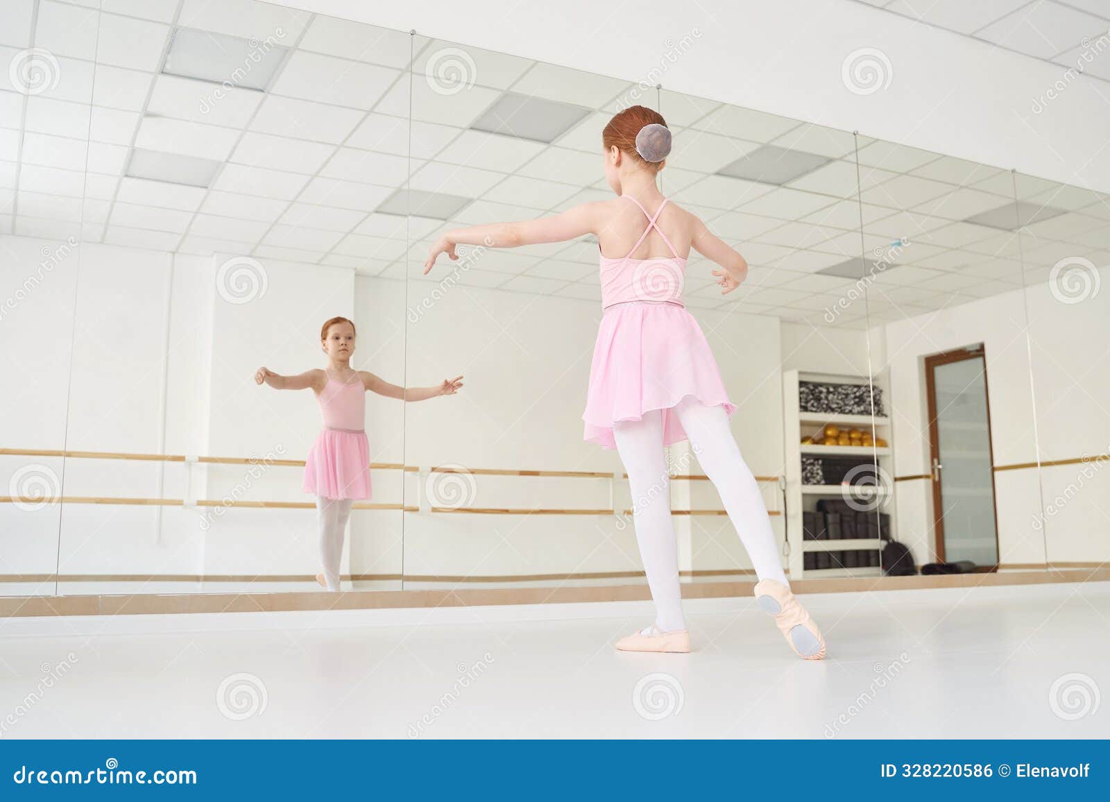 Young Ballet Girl at Studio Lesson. Training Performance Stock Photo - Image of leotard ...
