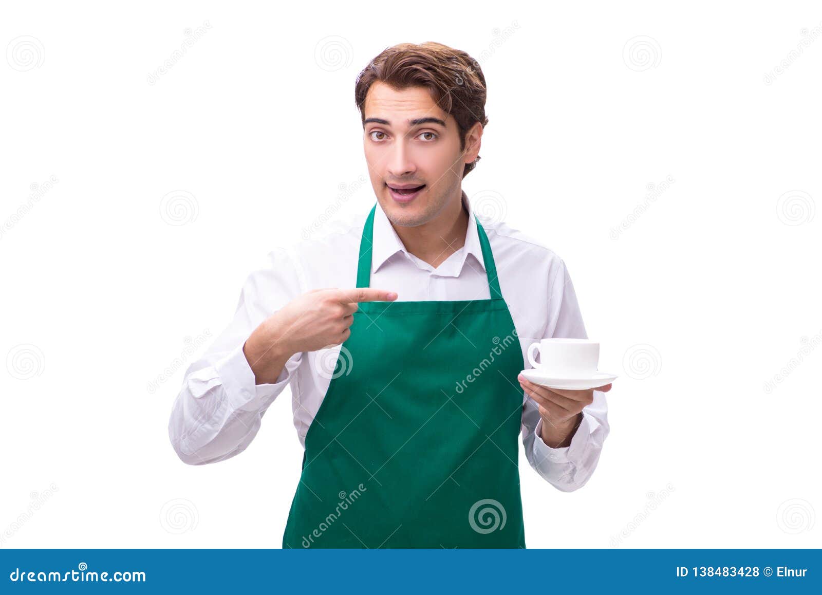 The Young Barista Isolated on White Background Stock Photo - Image of ...