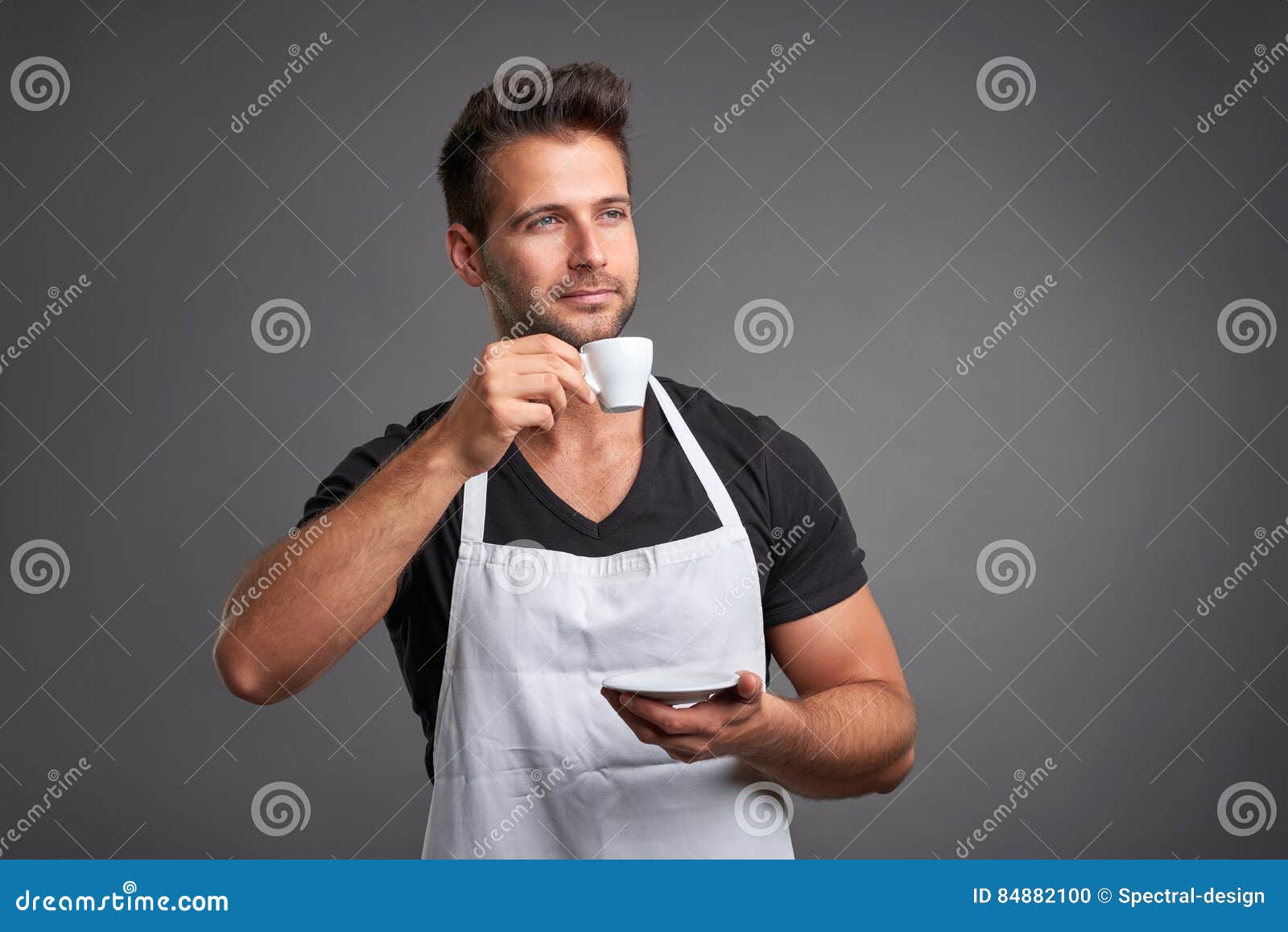 A young barista man stock photo. Image of flavors, male - 84882100
