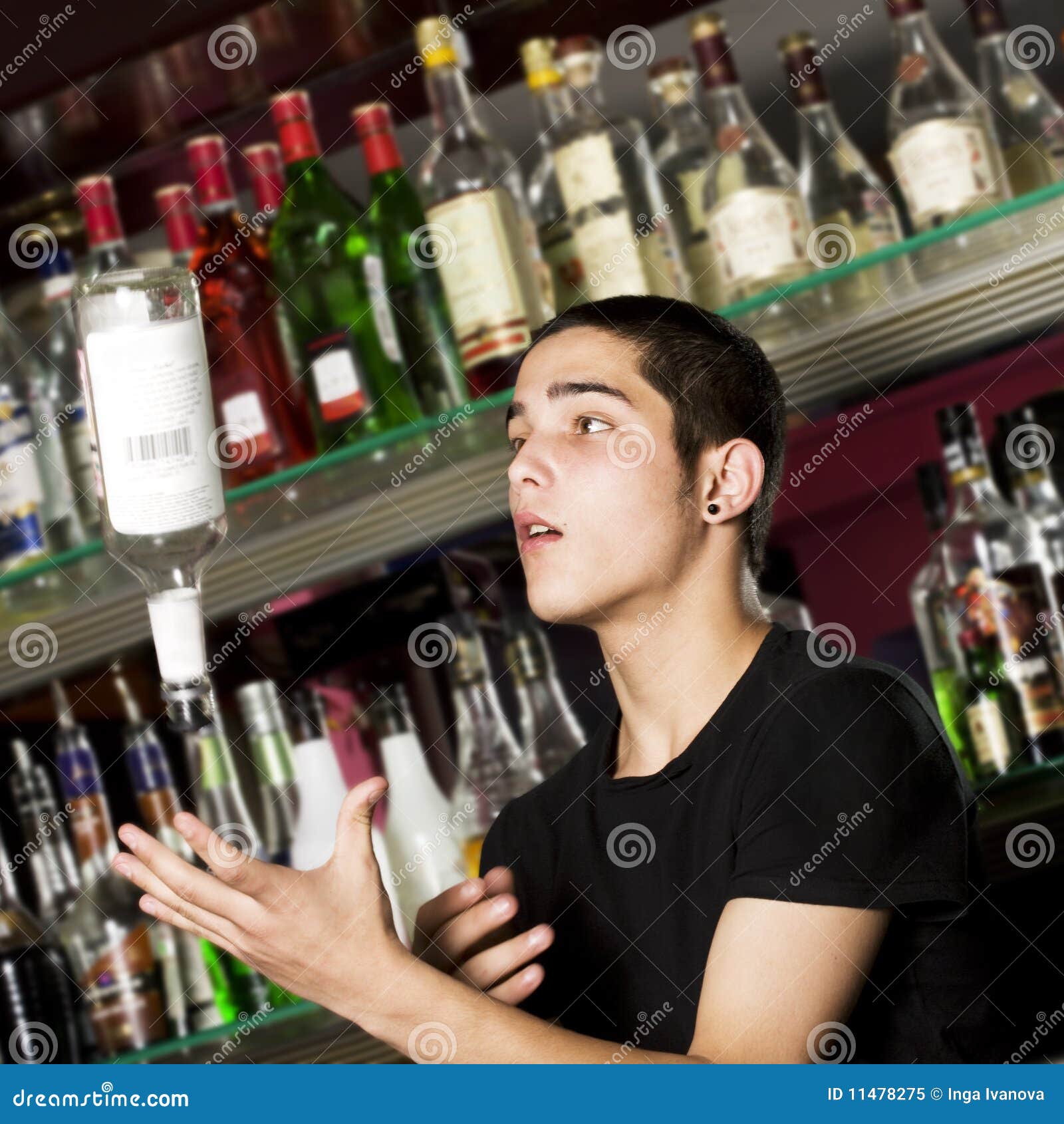 Young barman stock image. Image of night, bottle, tender - 11478275