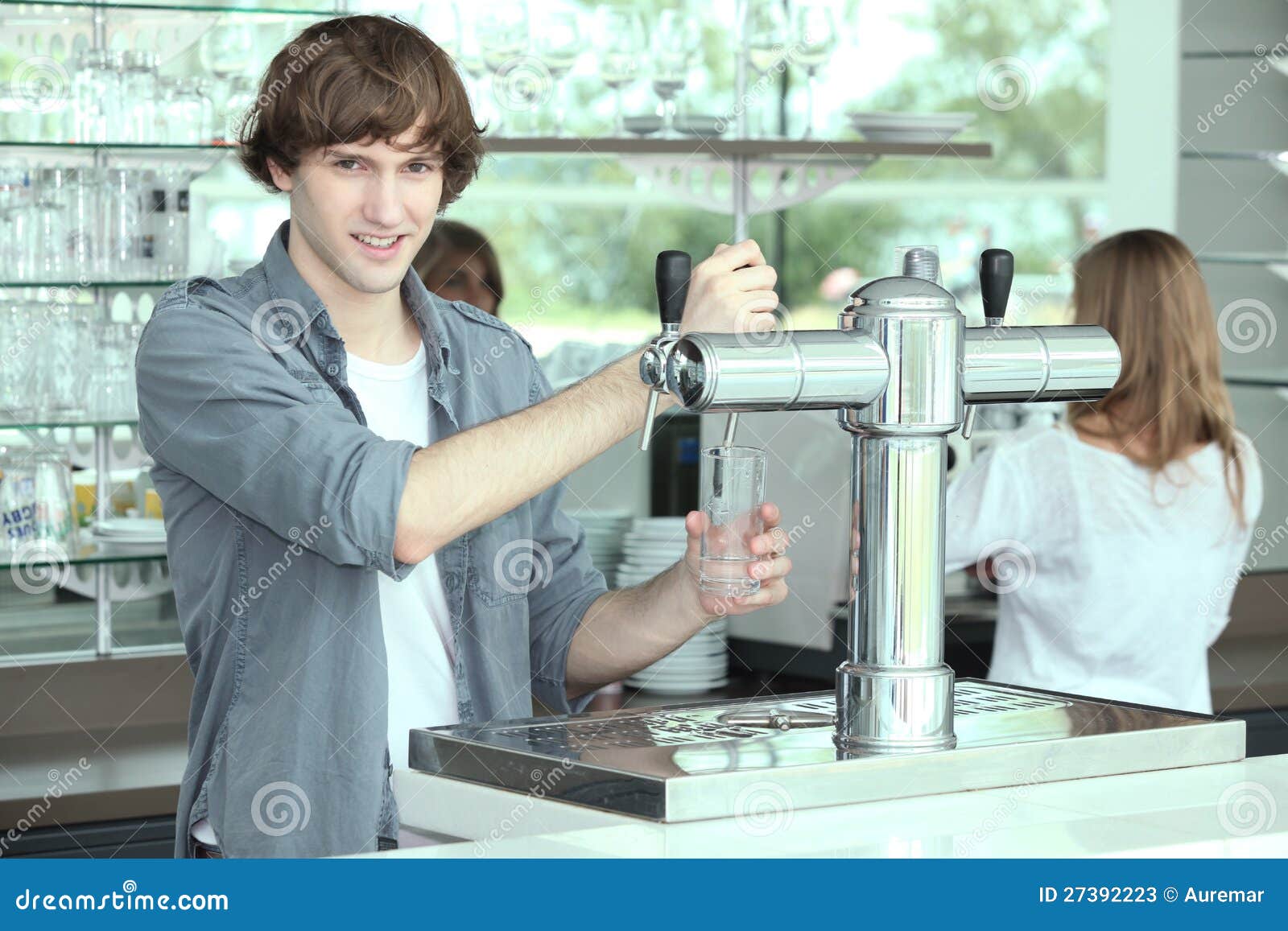 Young Barman Stirring Ice Cubes In A Glass Royalty-Free Stock ...