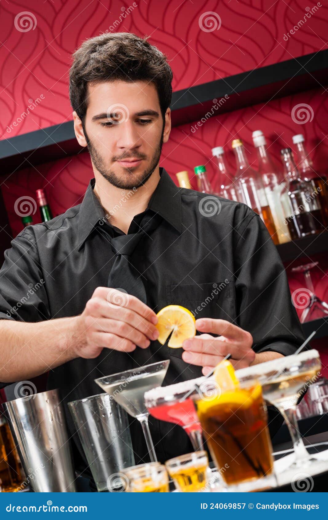 Young Bartender Make Cocktail Prepare Drinks Stock Image - Image of ...