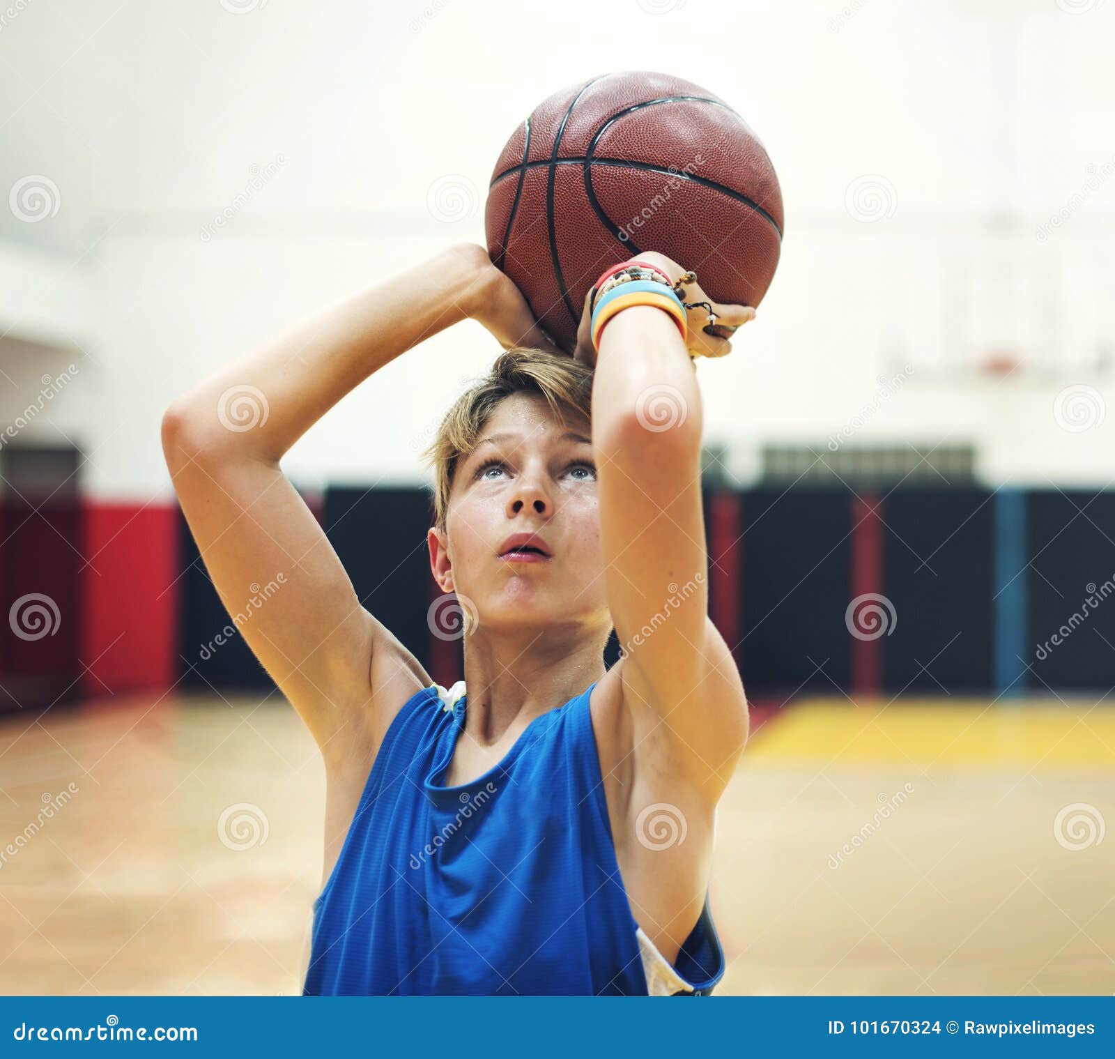 Young Basketball Player Practicing Shoot Stock Photo - Image of ...