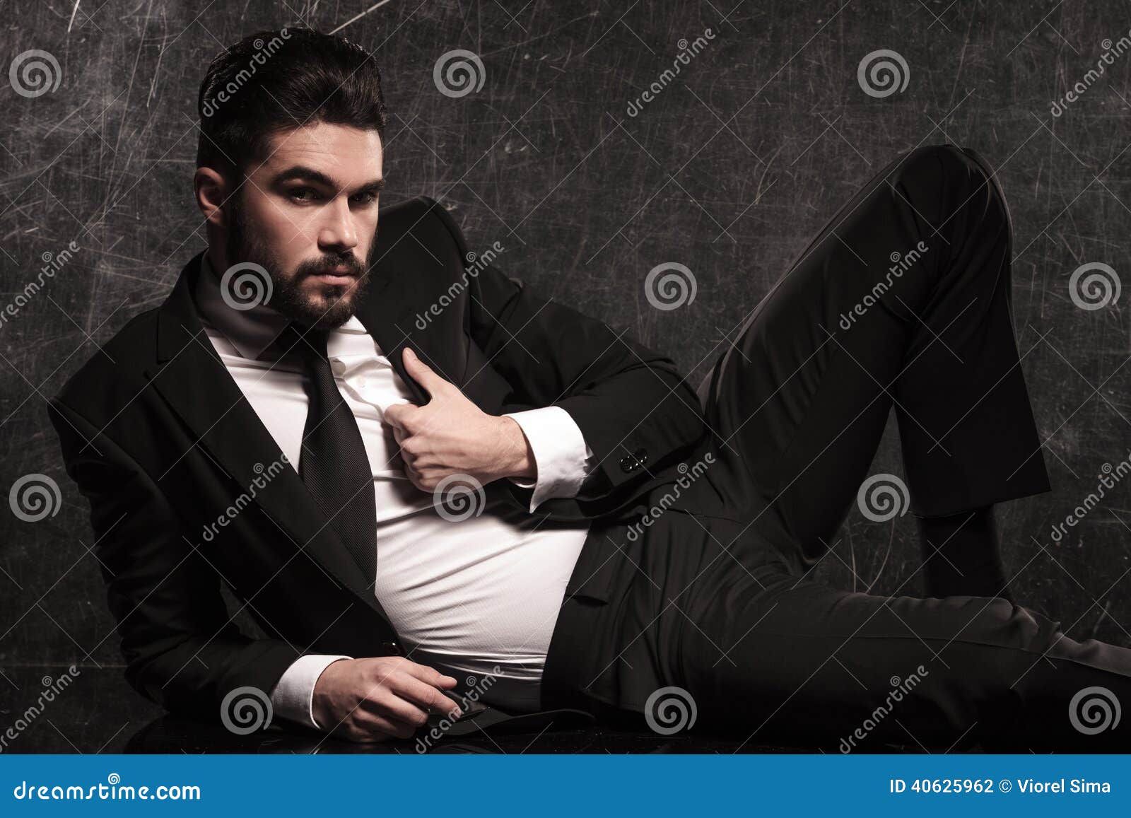 Young Bearded Business Man Pulling His Collar Stock Photo - Image of ...