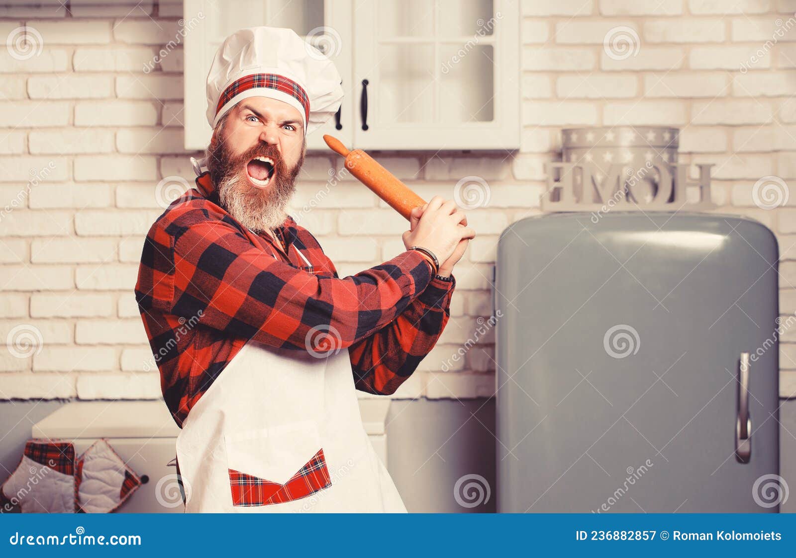 Chef Angry And Swinging Knife In The Air Stock Photo | CartoonDealer ...