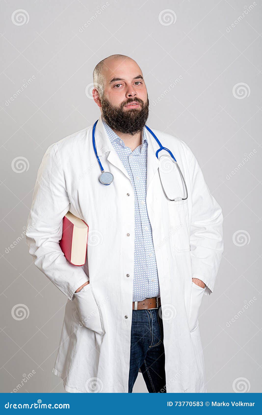 Young Bearded Doctor with Book Stock Image - Image of health, clinic ...
