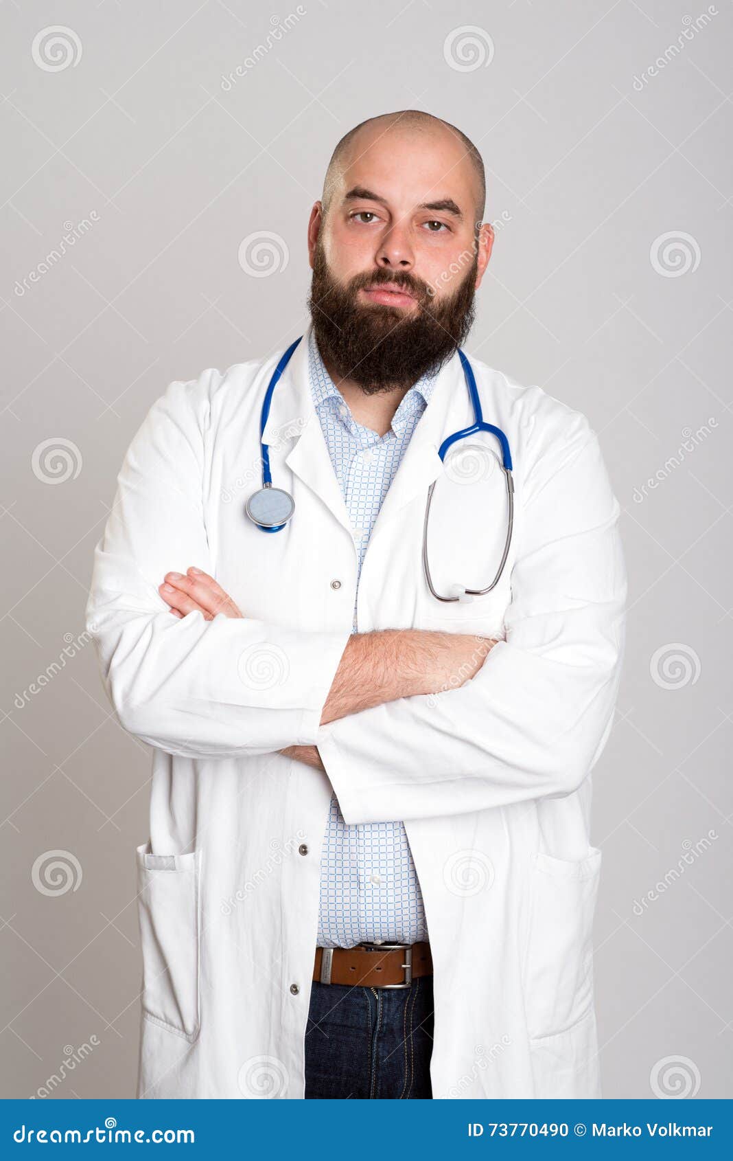 Young Bearded Doctor Crossed Arms Stock Photo - Image of health, beard ...