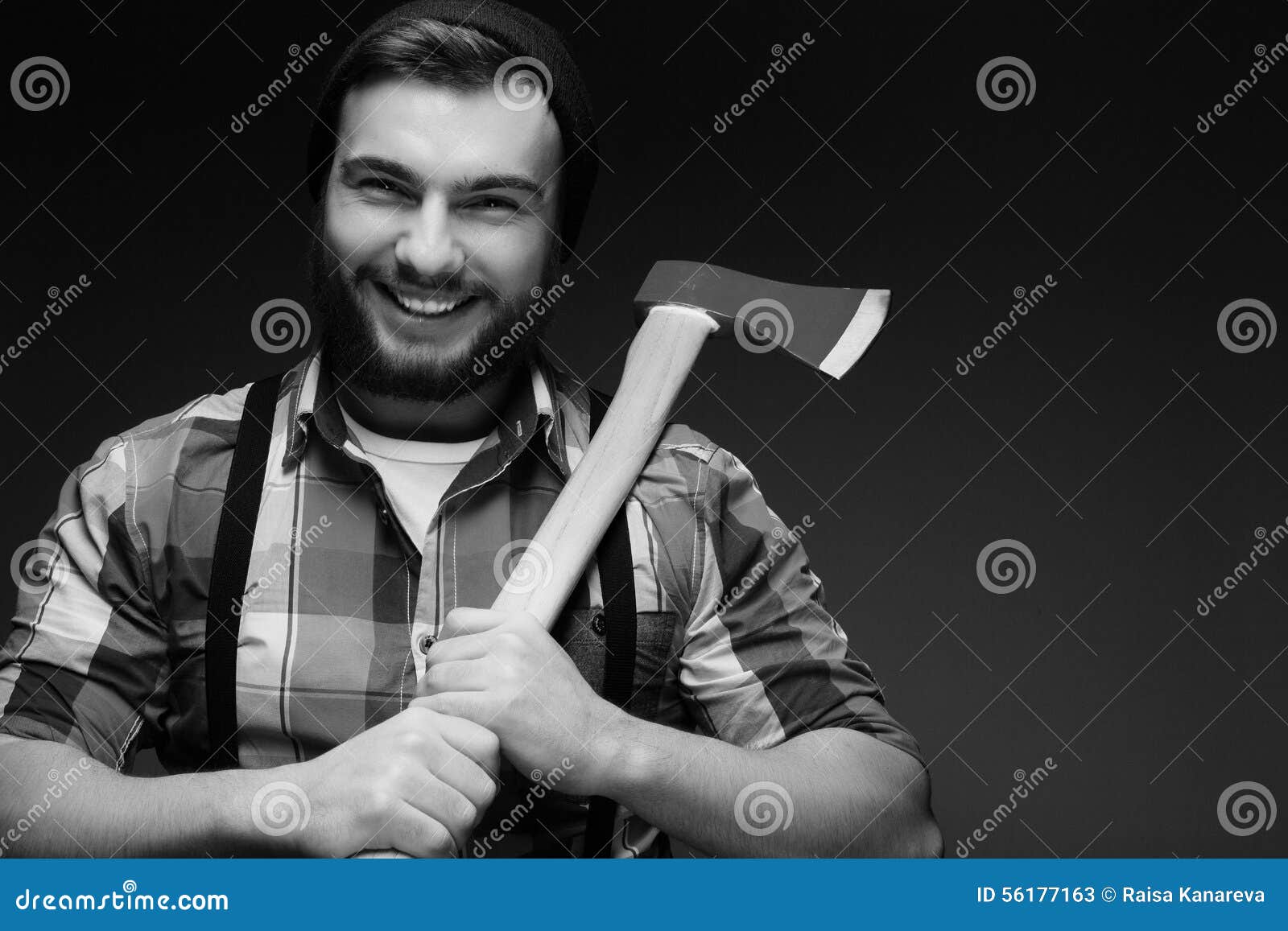 Young Bearded Man with Big Axe Stock Image - Image of elegance ...