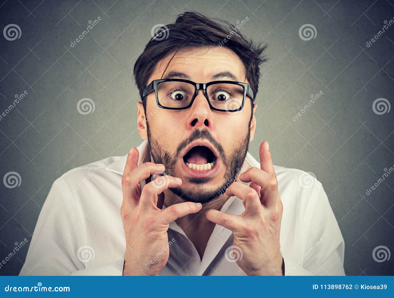 Scared Man in Panic Looking at Camera Stock Photo - Image of pressure ...