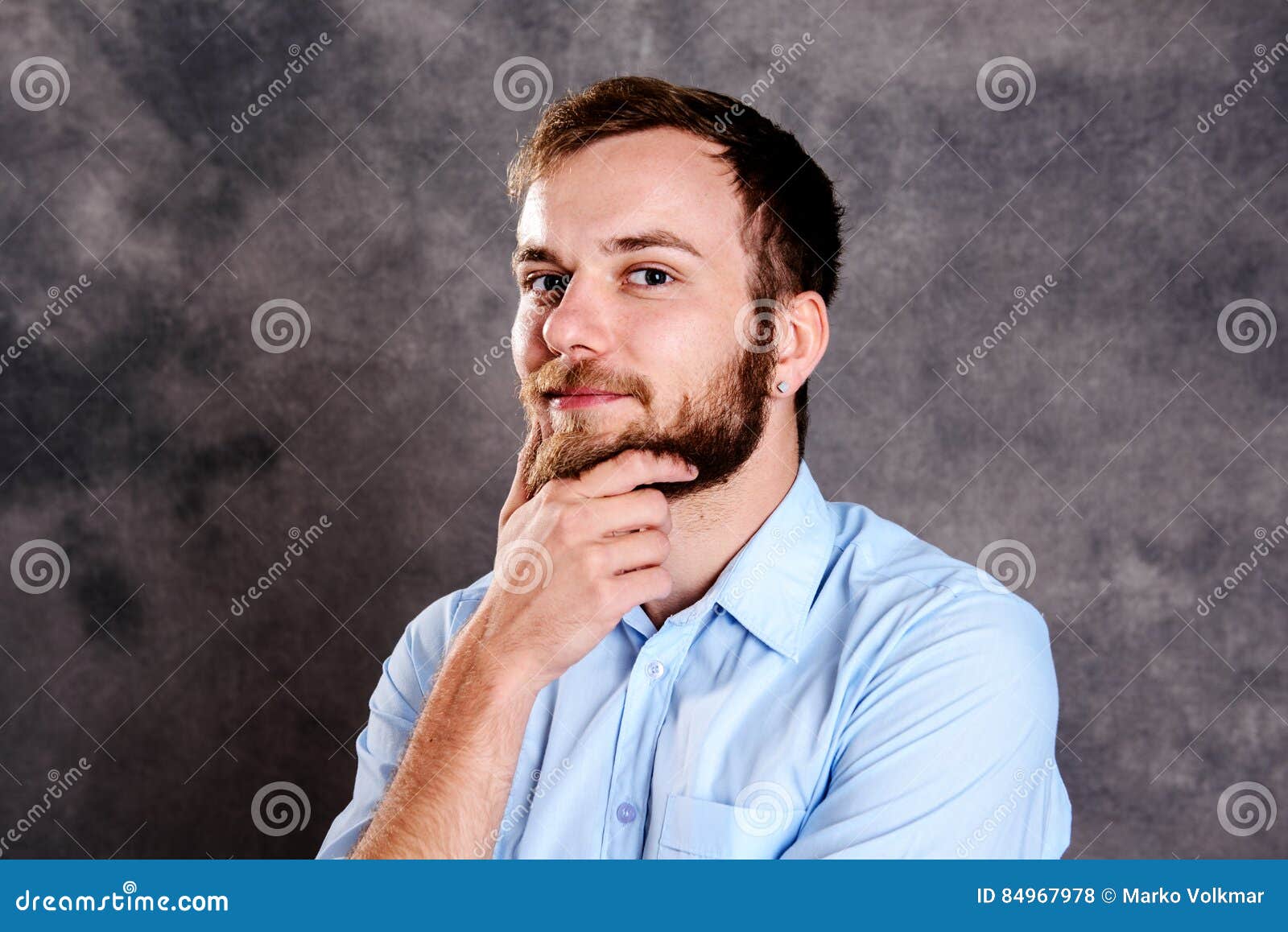 Young Bearded Man is Reflecting Stock Photo - Image of point ...