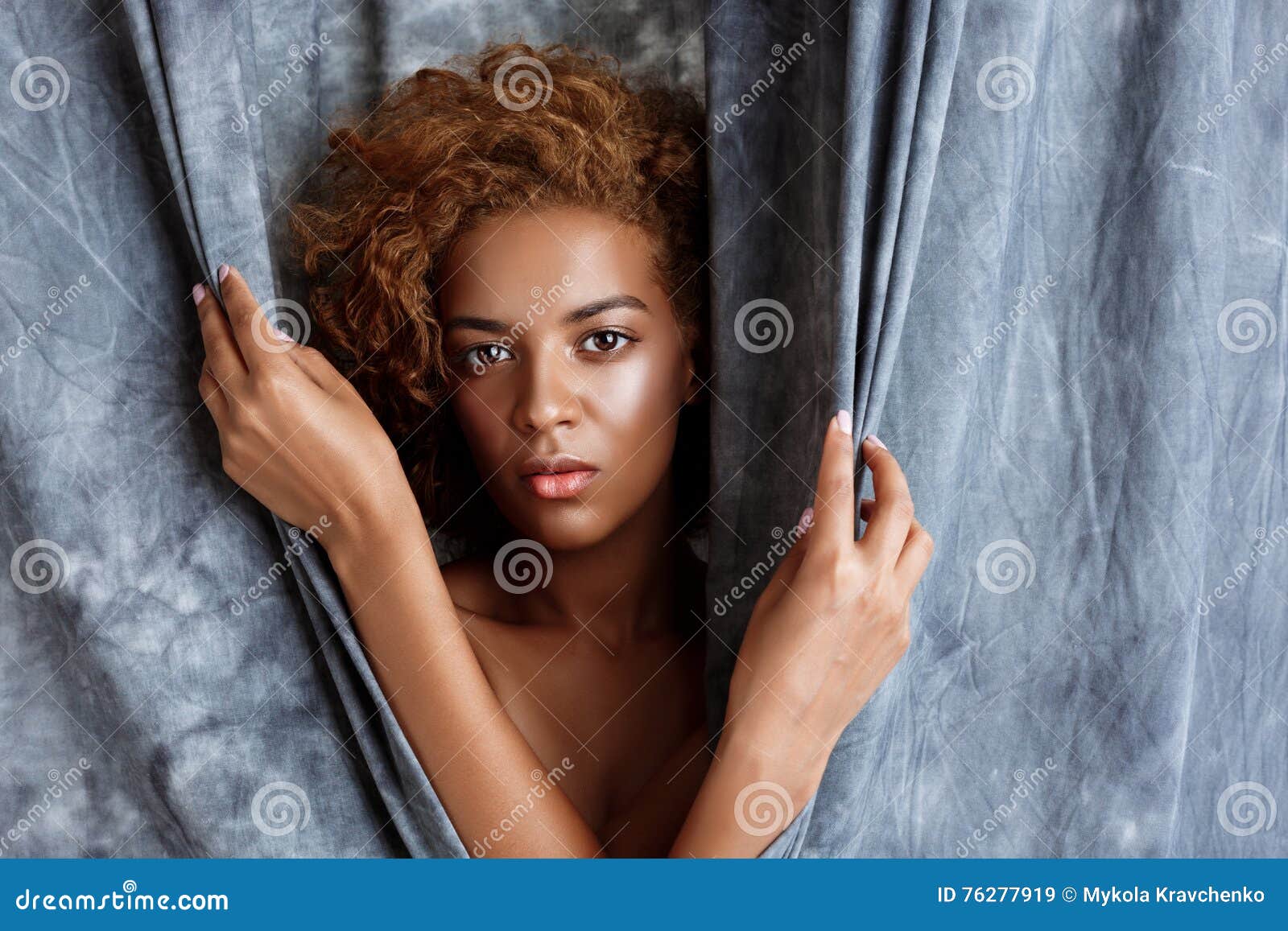 Young Beautiful African Girl Posing, Wrapping Up in Grey Cloth. Stock ... Young Beautiful African Girl Posing, Wrapping Up in Grey Cloth. Stock ...